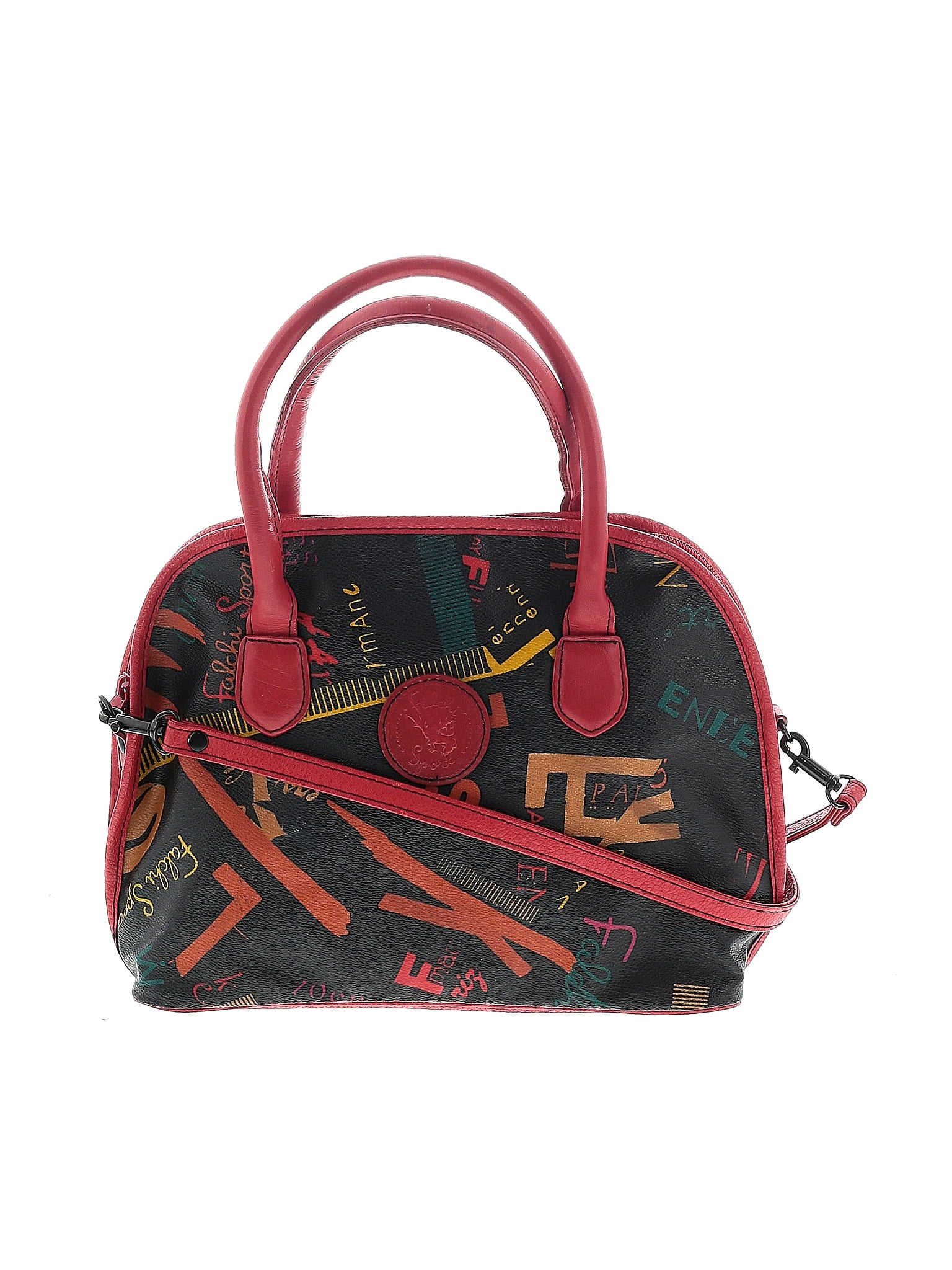 Falchi Sport 100% Leather Color Block Red Leather Satchel One Size - 56 ...