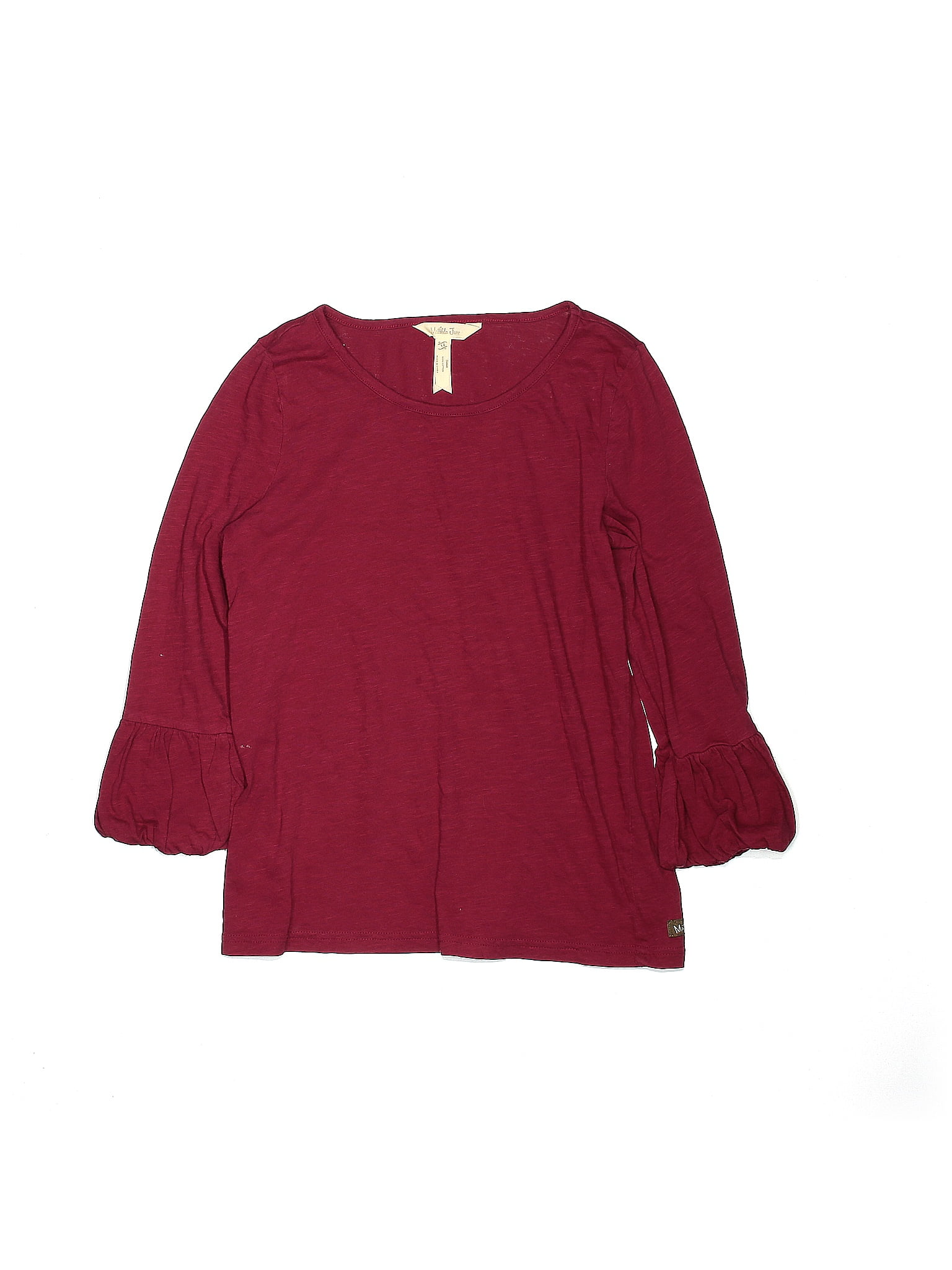 Matilda Jane 100 Cotton Solid Maroon Burgundy Long Sleeve Top Size 14