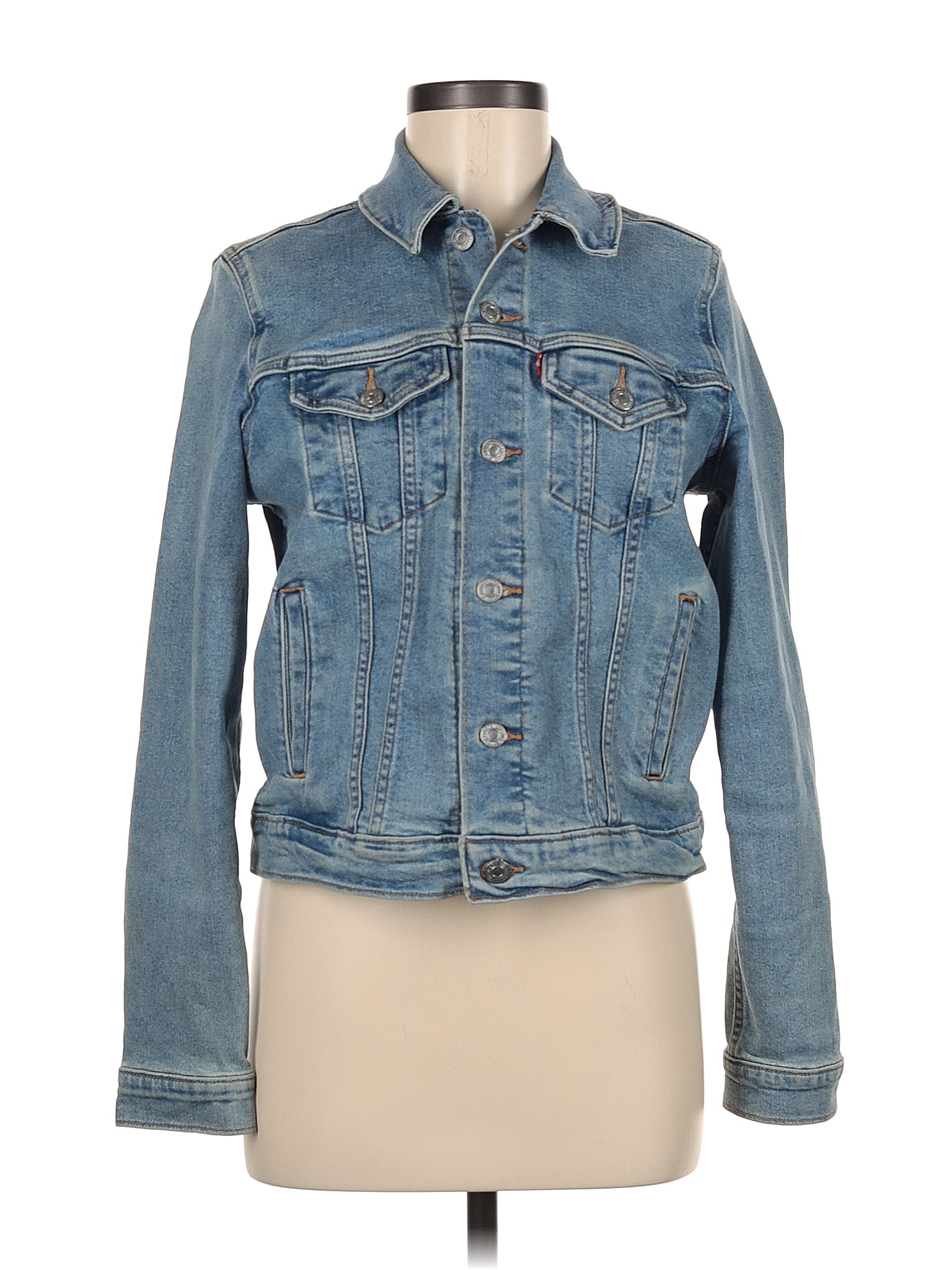 Levis Solid Blue Denim Jacket Size M 59 Off Thredup