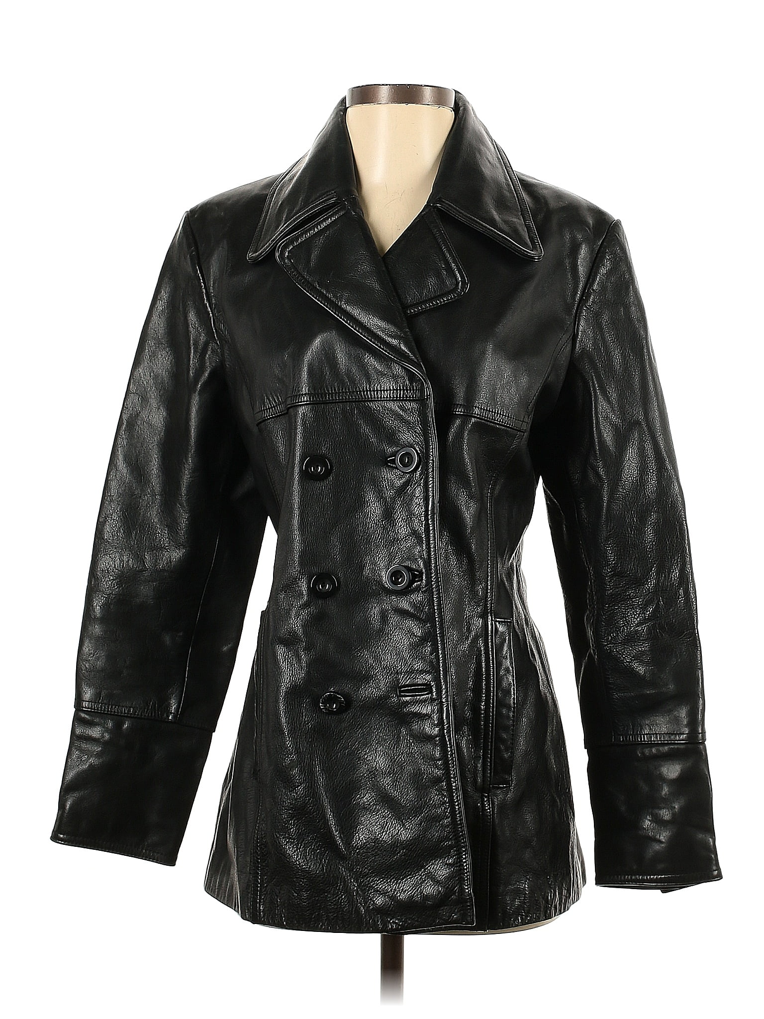 Guess 100% Polyester Solid Black Faux Leather Jacket Size M - 67% off | thredUP