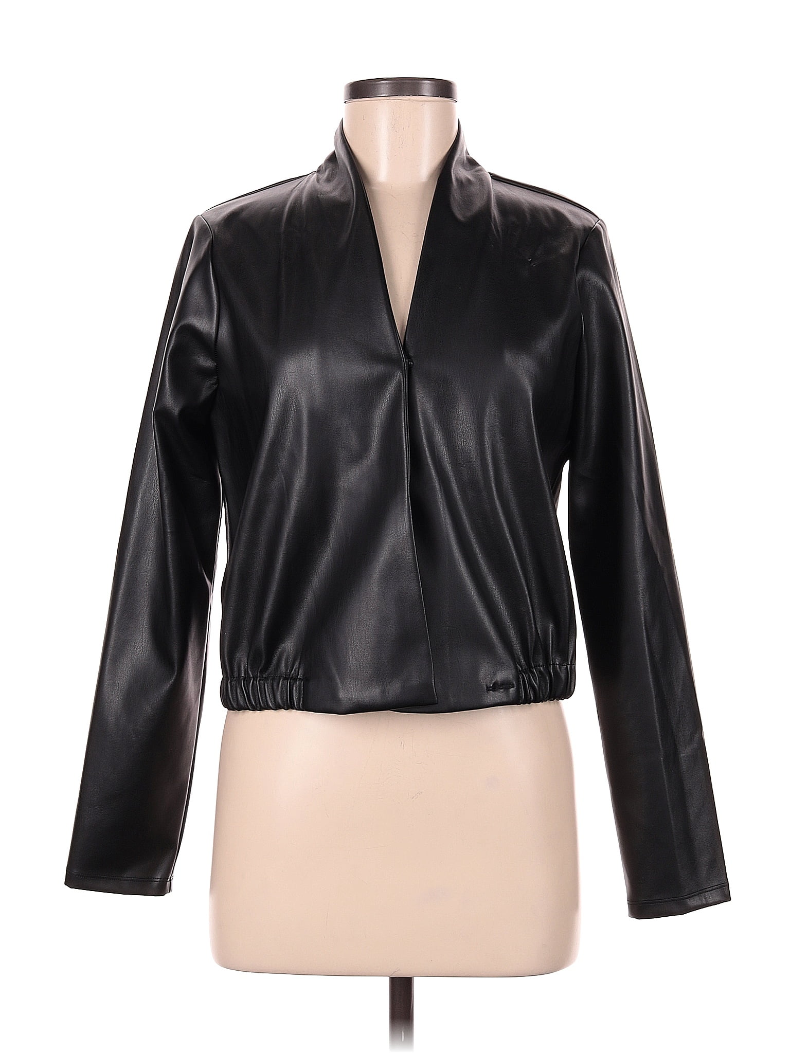 Evereve 100% Polyester Solid Black Faux Leather Jacket Size M - 73% off | thredUP