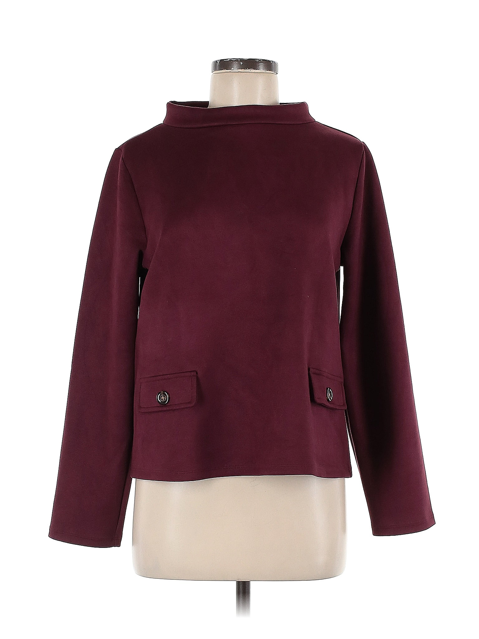 Ann Taylor Solid Maroon Burgundy Long Sleeve Blouse Size M 70 Off