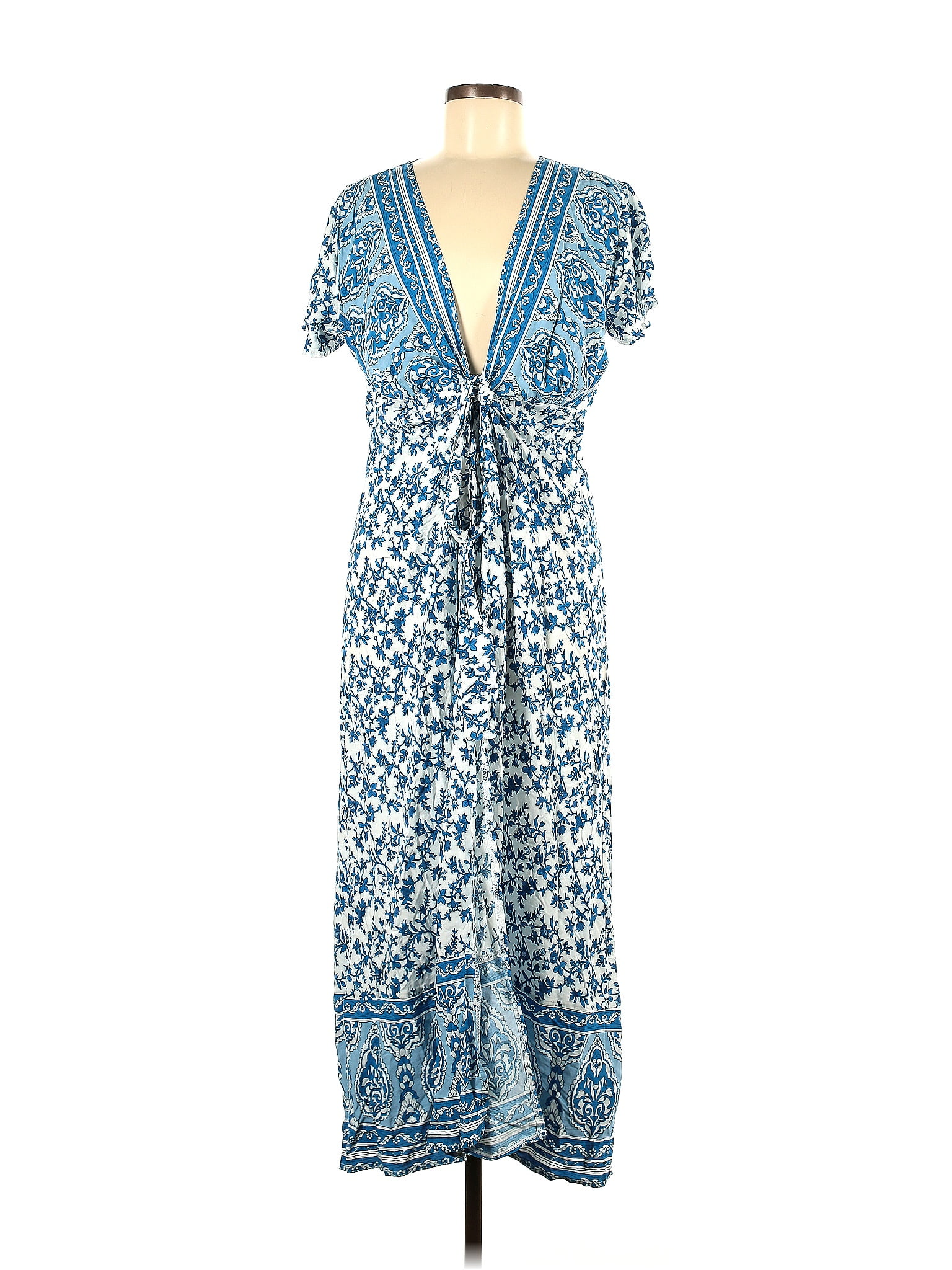 Ecowish Floral Multi Color Blue Casual Dress Size L 28 Off Thredup