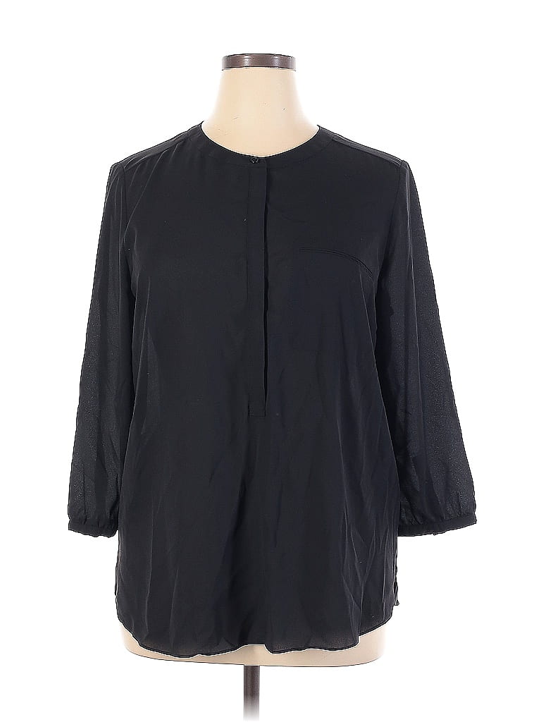 Nydj 100 Polyester Black Long Sleeve Blouse Size Xl 81 Off Thredup