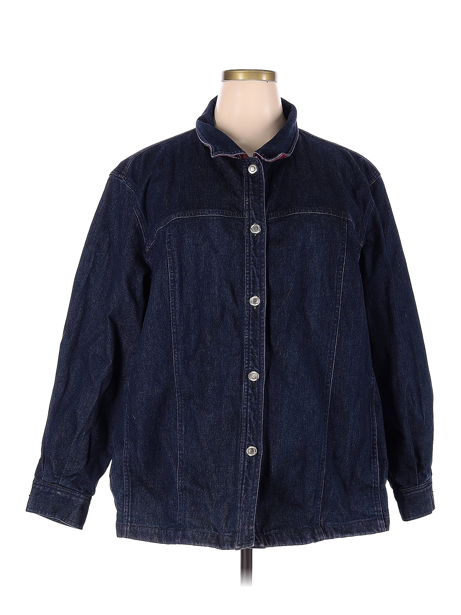 August Max Woman Solid Navy Blue Denim Jacket Size 26 (Plus) - 31% off ...