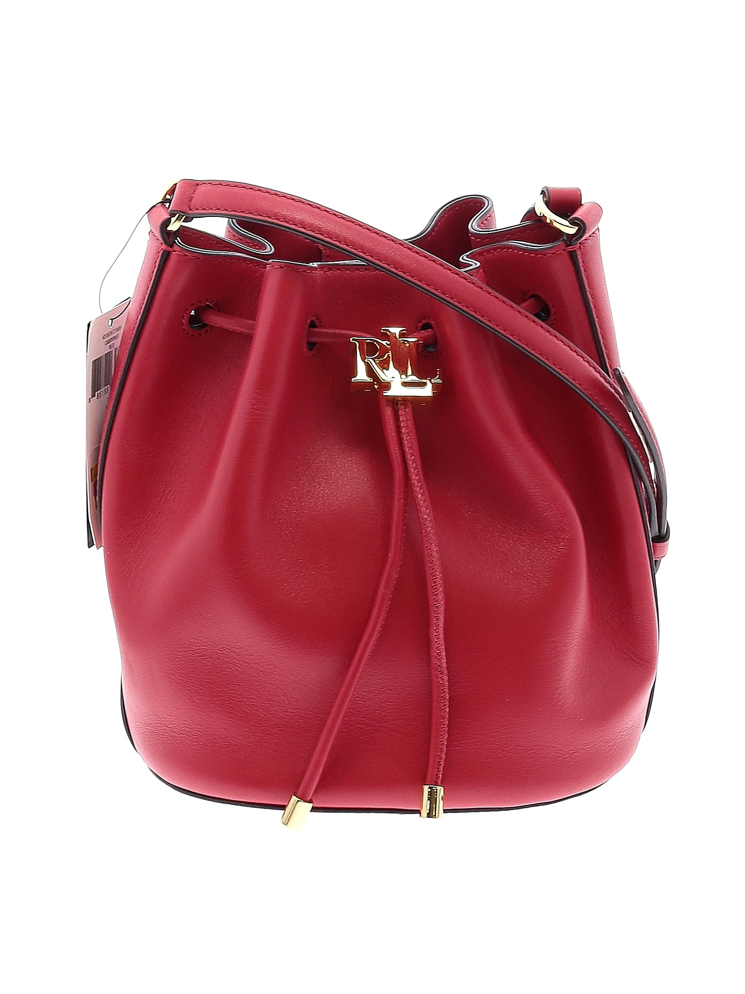 Lauren by Ralph Lauren 100% Leather Solid Red Leather Bucket Bag One ...