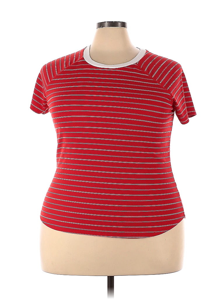 Sonoma Goods For Life Stripes Red Short Sleeve T Shirt Size 2x Plus