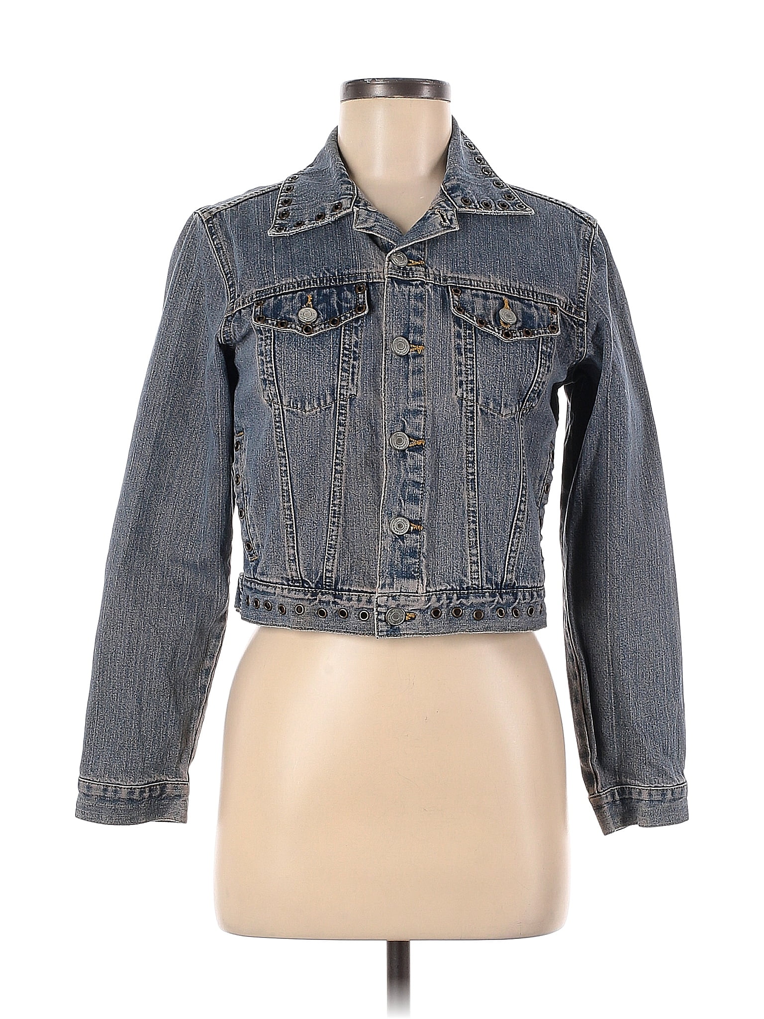No Boundaries 100 Cotton Gray Blue Denim Jacket Size S 43 Off Thredup