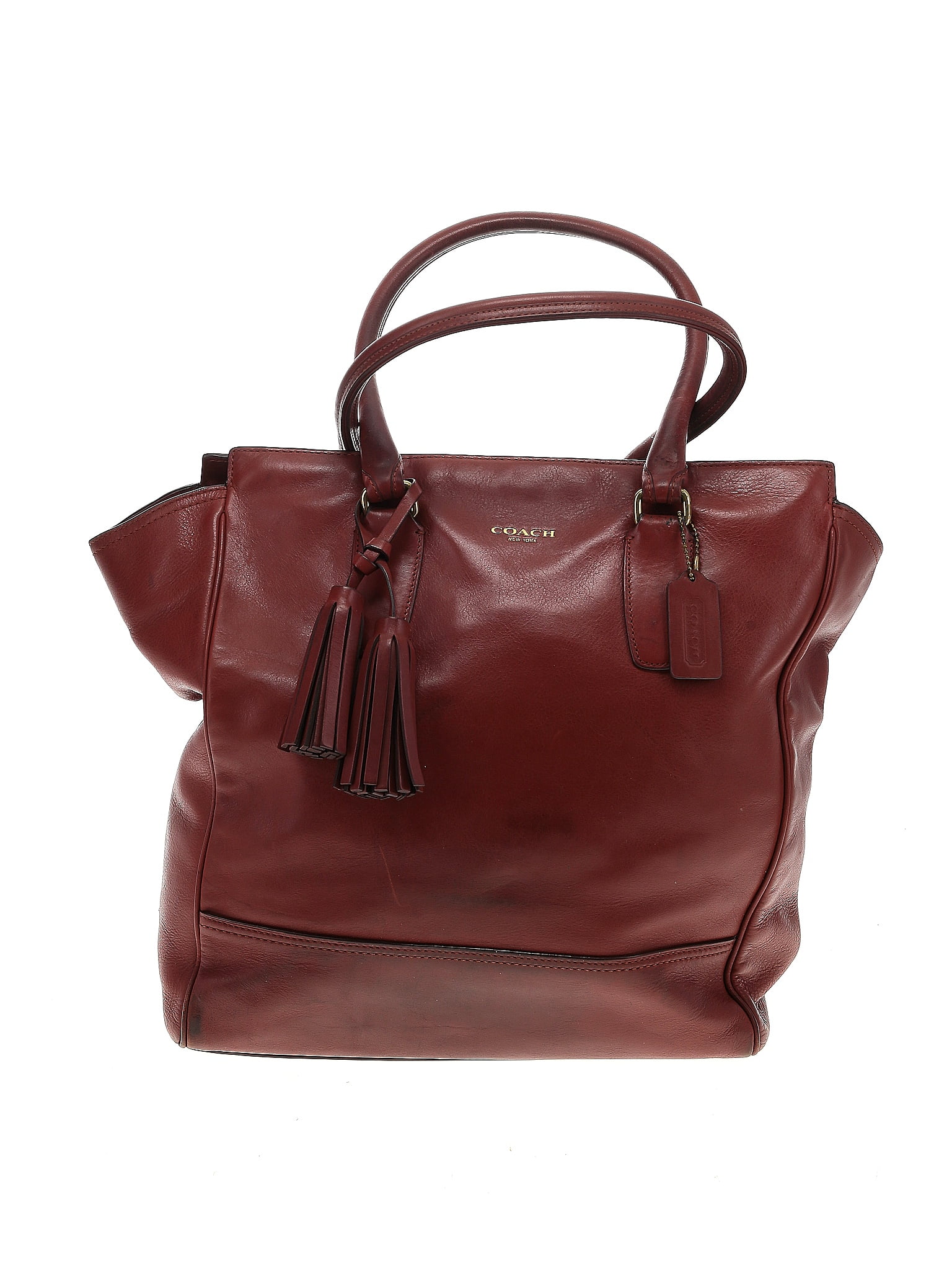 Coach 100% Leather Solid Maroon Burgundy Leather Tote One Size - 78% ...