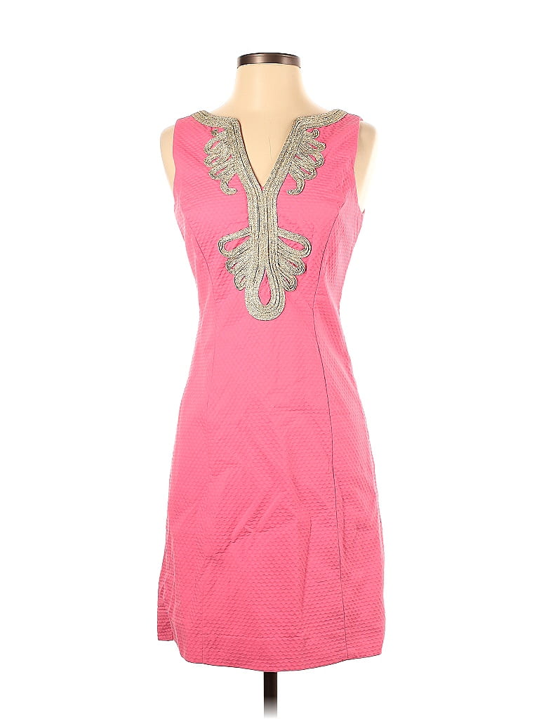 Lilly Pulitzer 100 Cotton Solid Pink Casual Dress Size 2 66 Off