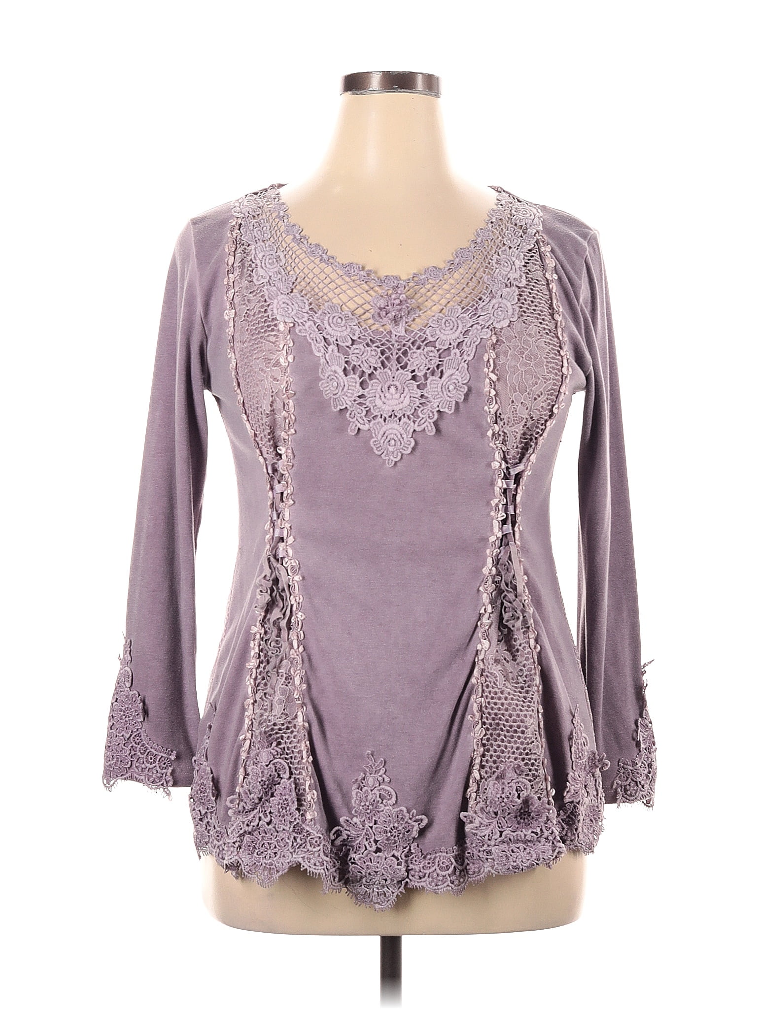 The Pyramid Collection Paisley Purple Long Sleeve Top Size XL - 68% off ...