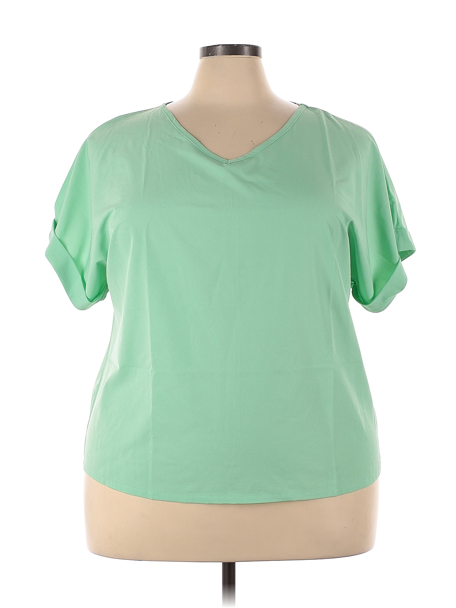 Shein Green Short Sleeve Blouse Size 3x Plus 50 Off Thredup