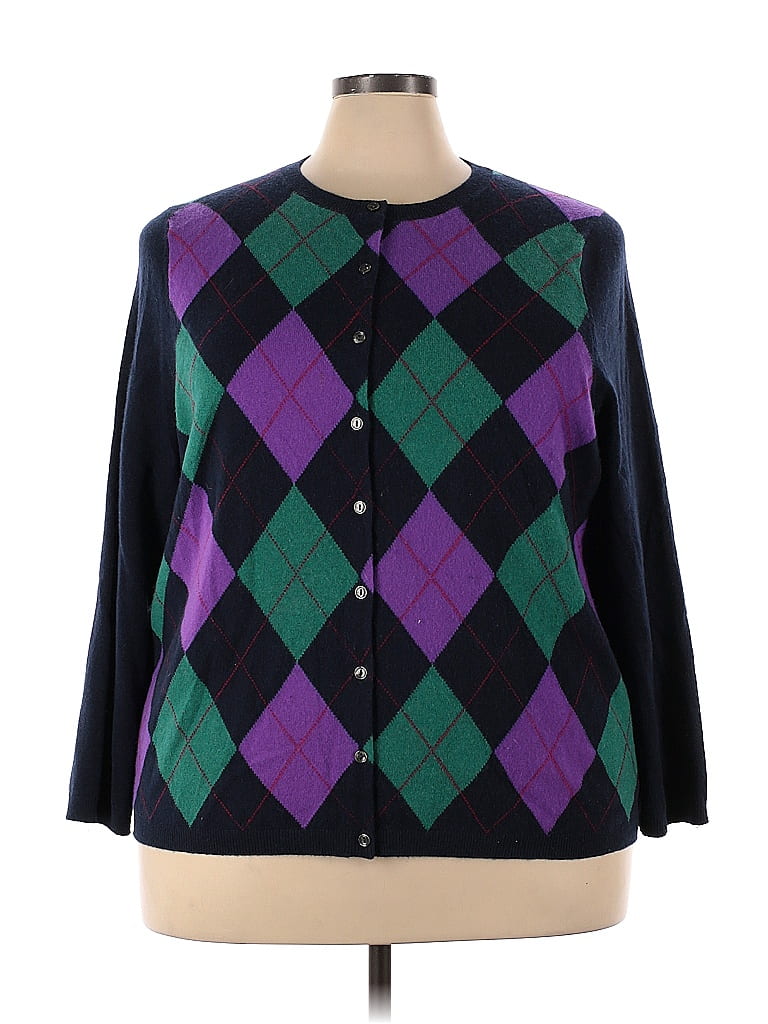 Lands' End 100% Cashmere Checkered-gingham Color Block Multi Color ...