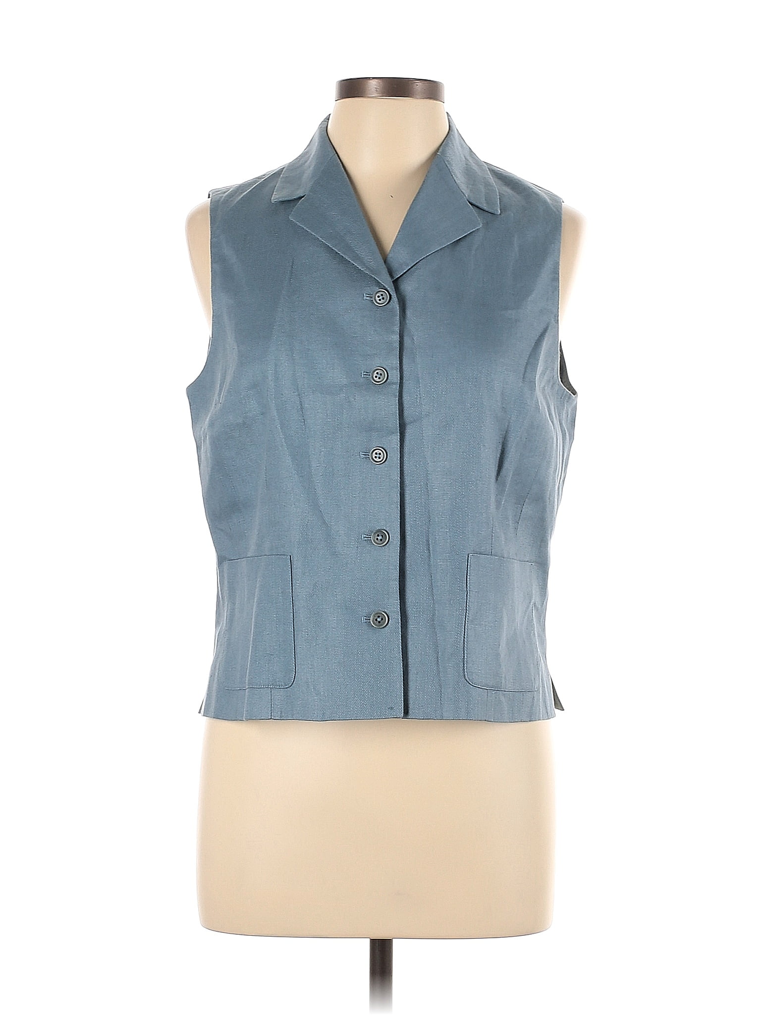 Aka Eddie Bauer 100 Linen Solid Blue Tuxedo Vest Size 10 69 Off