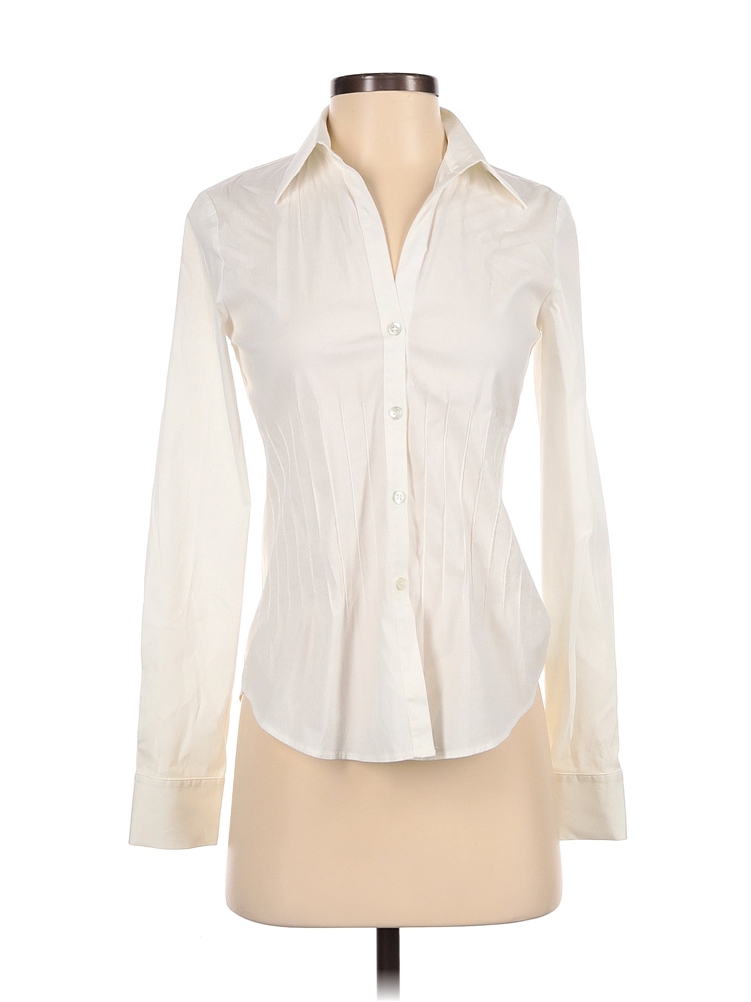 Theory Solid White Ivory Long Sleeve Button Down Shirt Size P 83 Off