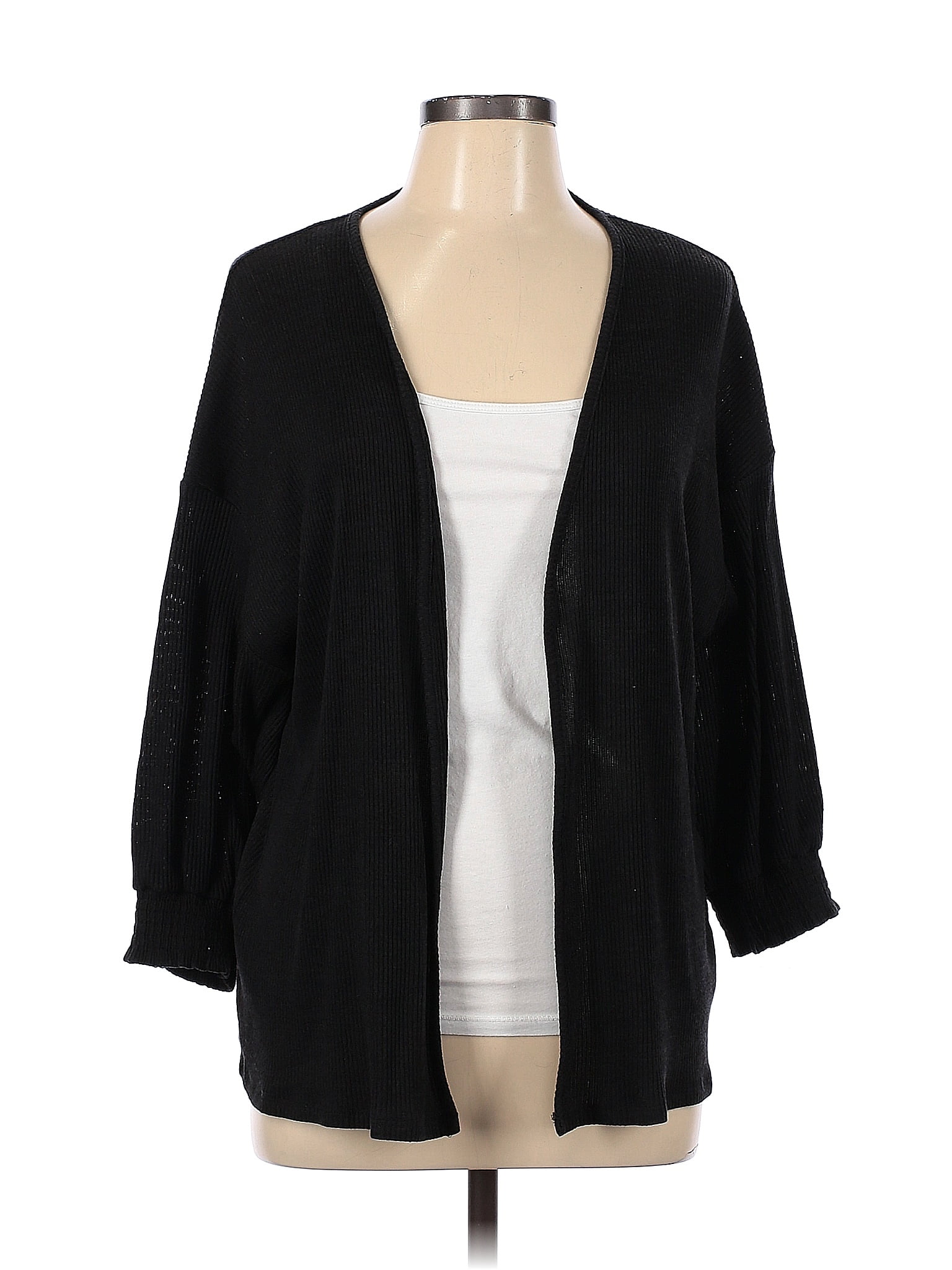 Eclair Color Block Solid Black Cardigan Size L - 68% off | thredUP