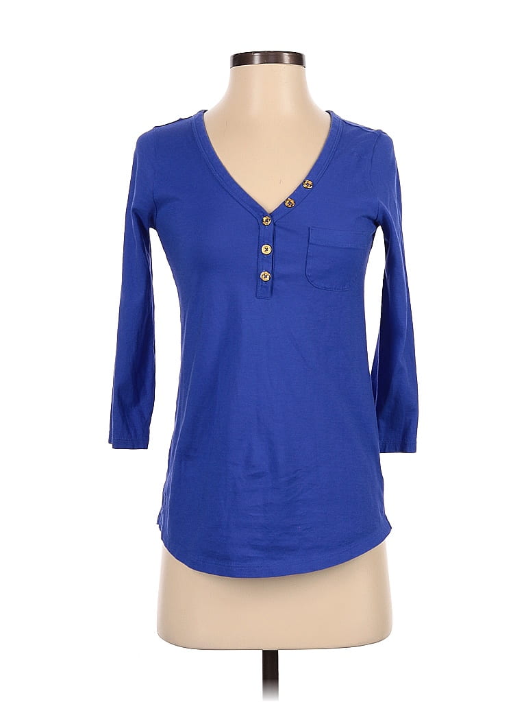 Lilly Pulitzer 100 Cotton Sapphire Blue 3 4 Sleeve Henley Size Xs 72