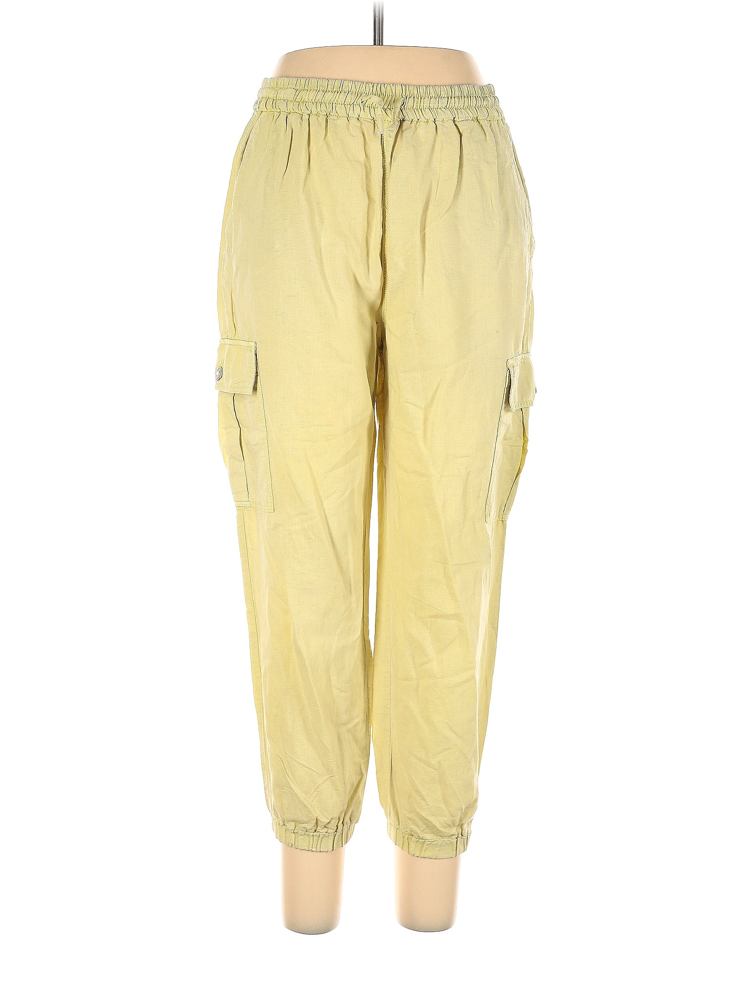 Zara Solid Yellow Cargo Pants Size L - 45% off | thredUP