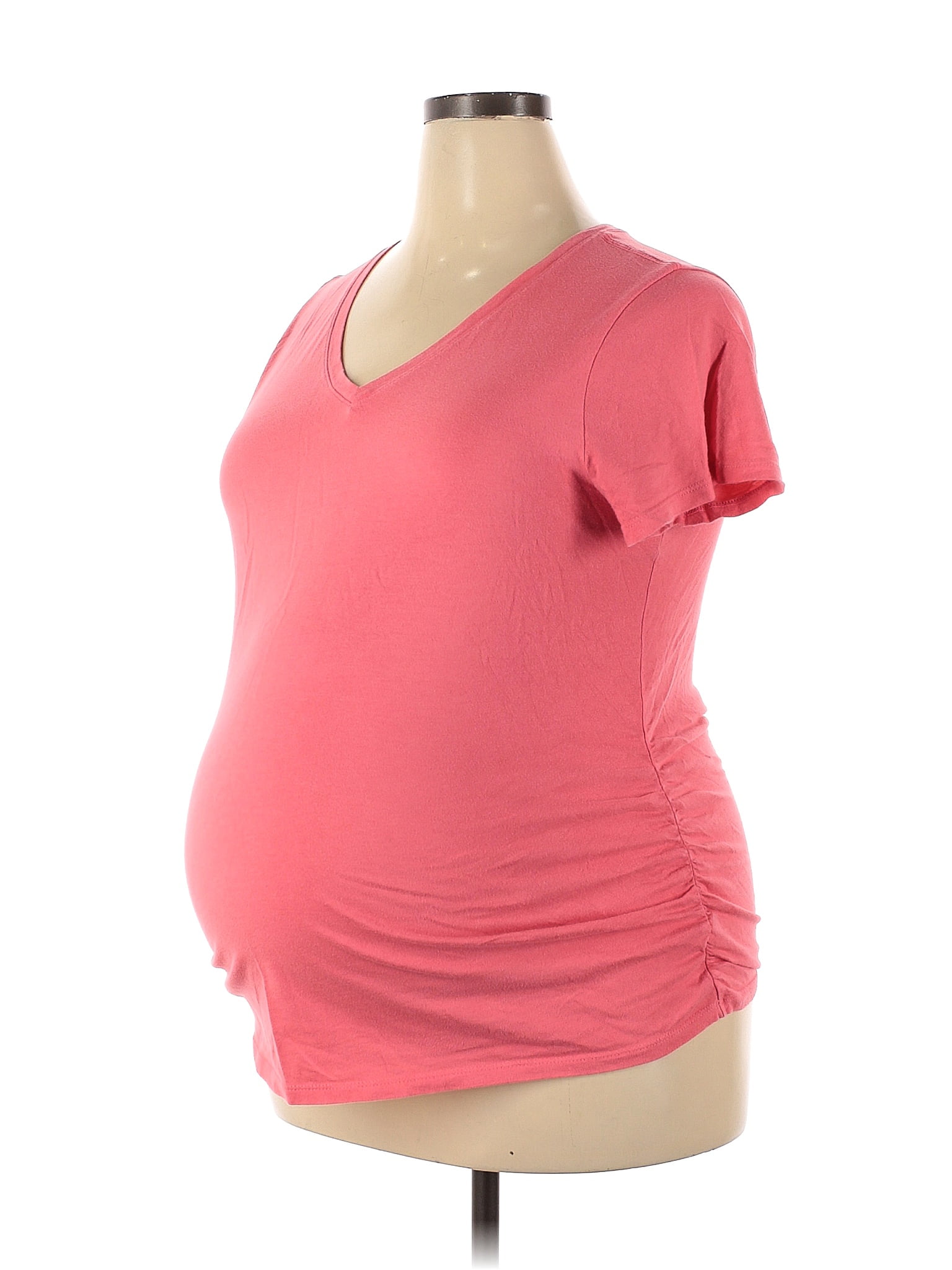 Isabel Maternity Solid Pink Short Sleeve T-Shirt Size XXL (Maternity ...