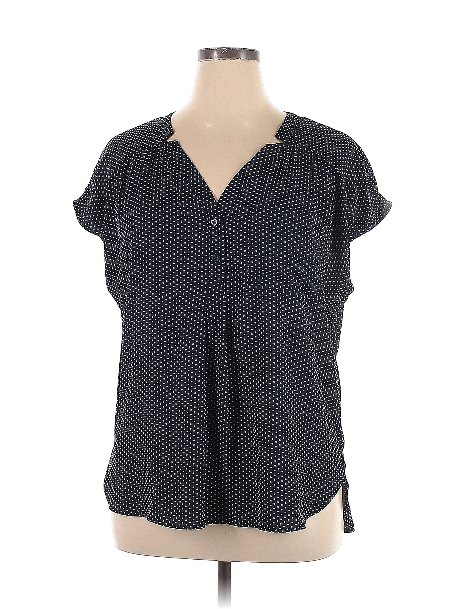 Soho 100 Polyester Polka Dots Blue Sleeveless Blouse Size Xl 66 Off