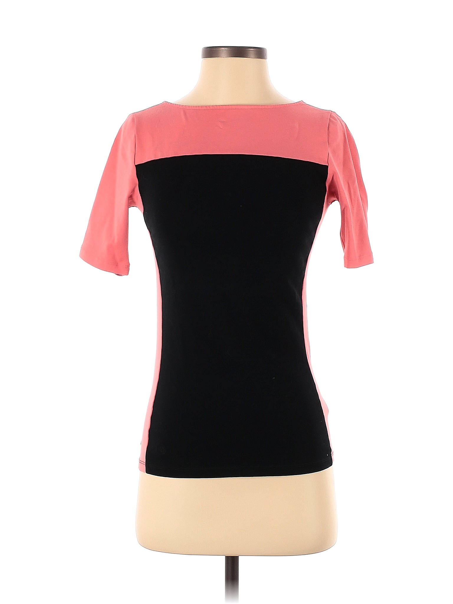 Lauren by Ralph Lauren Color Block Black Pink Short Sleeve Top Size S ...