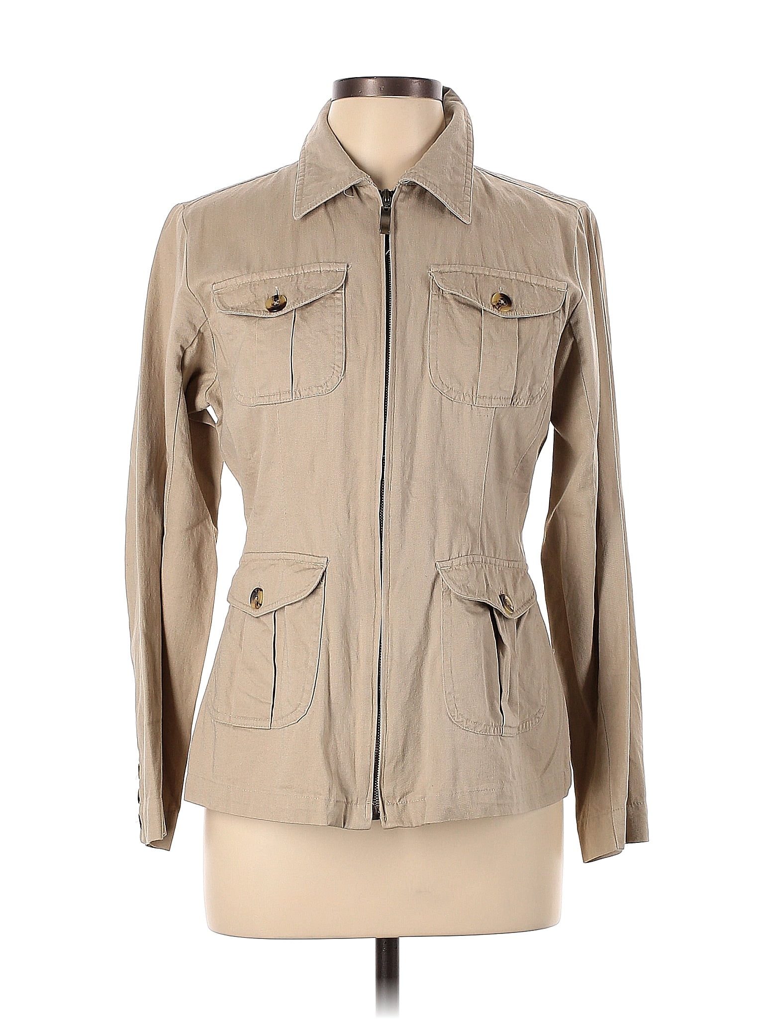 Basic Editions 100% Cotton Solid Tan Jacket Size 12 - 37% off | thredUP