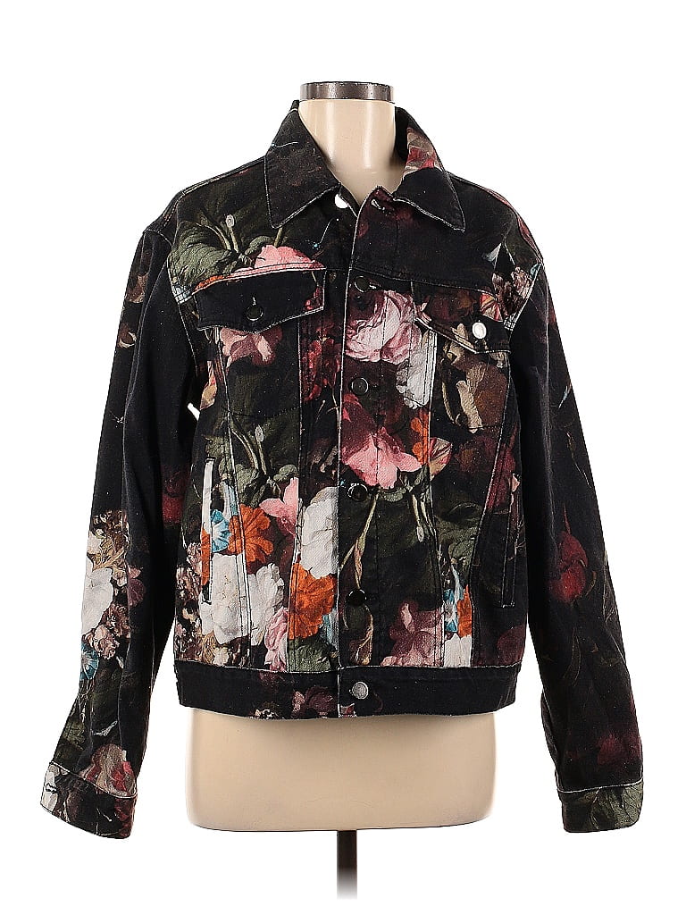 Assorted Brands 100% Cotton Floral Black Denim Jacket Size M - 60% off ...
