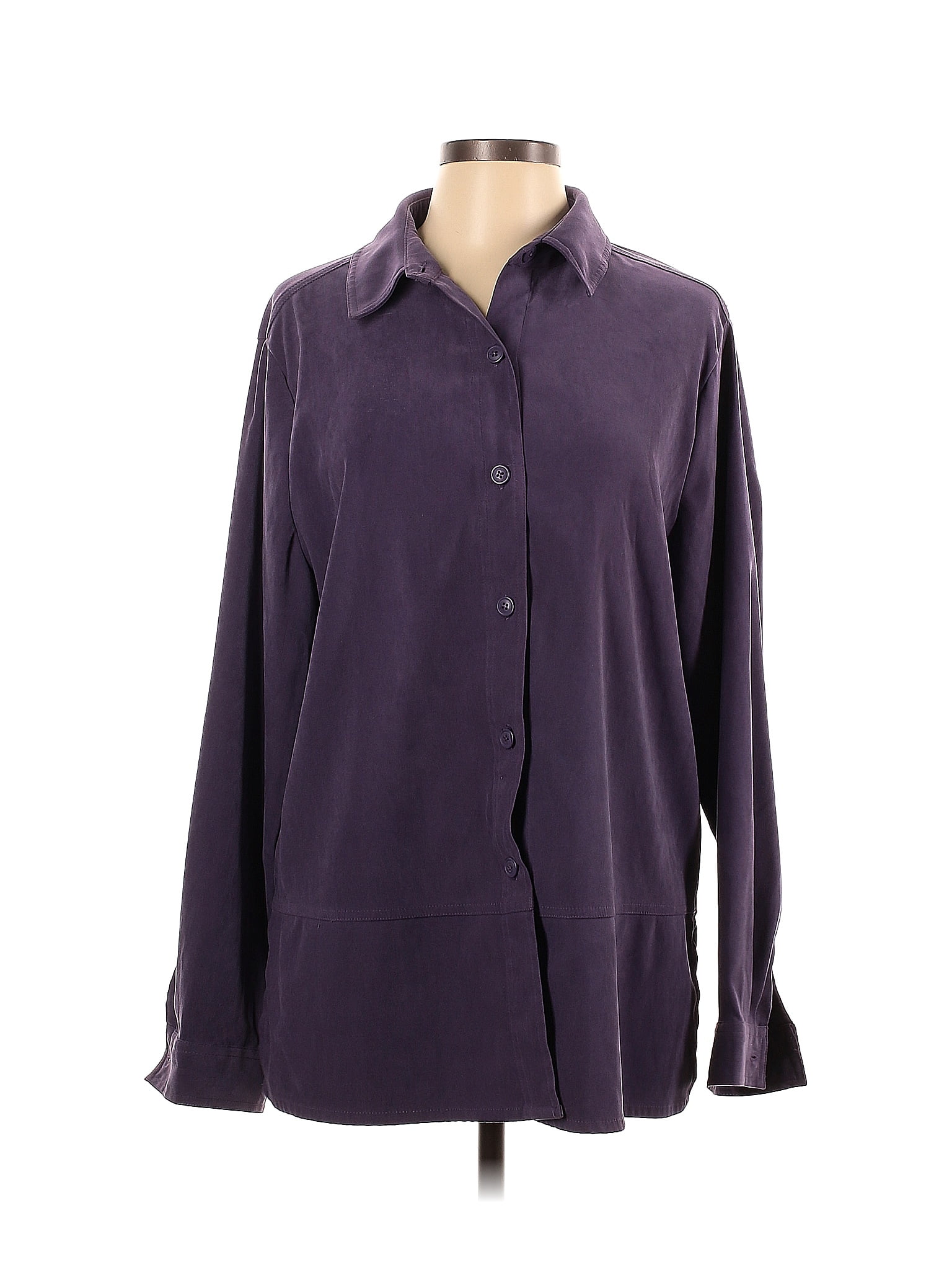 Croft And Barrow Solid Purple Long Sleeve Blouse Size L 57 Off Thredup