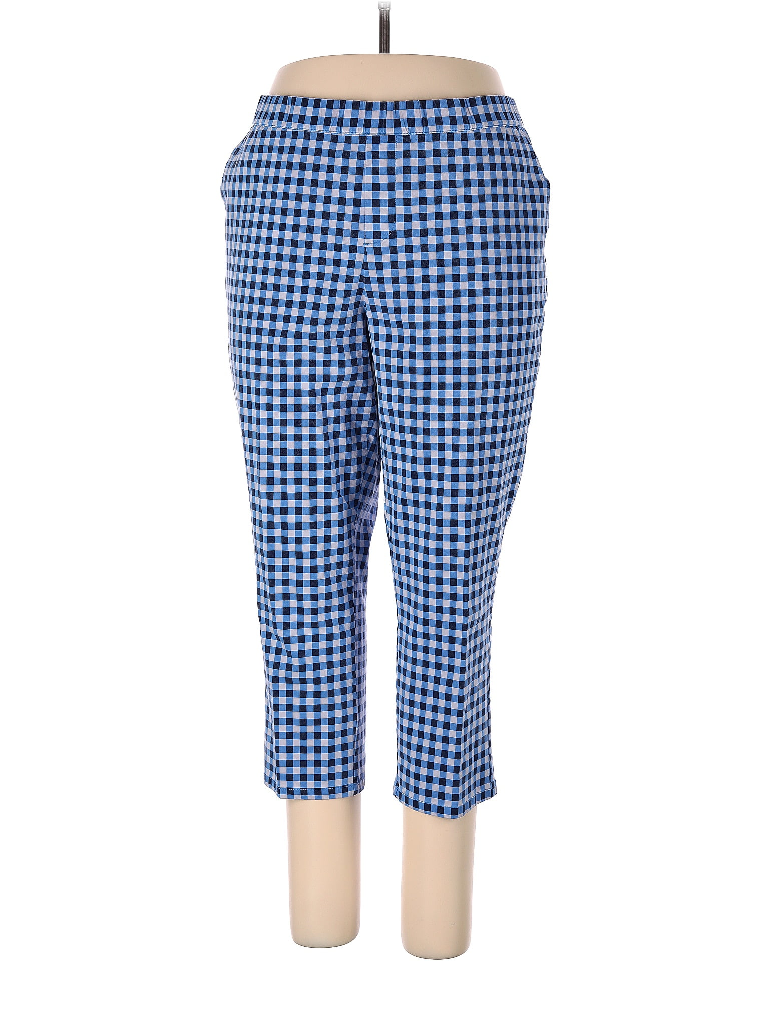 Lemon Way 100% Cotton Checkered-gingham Multi Color Blue Casual Pants ...
