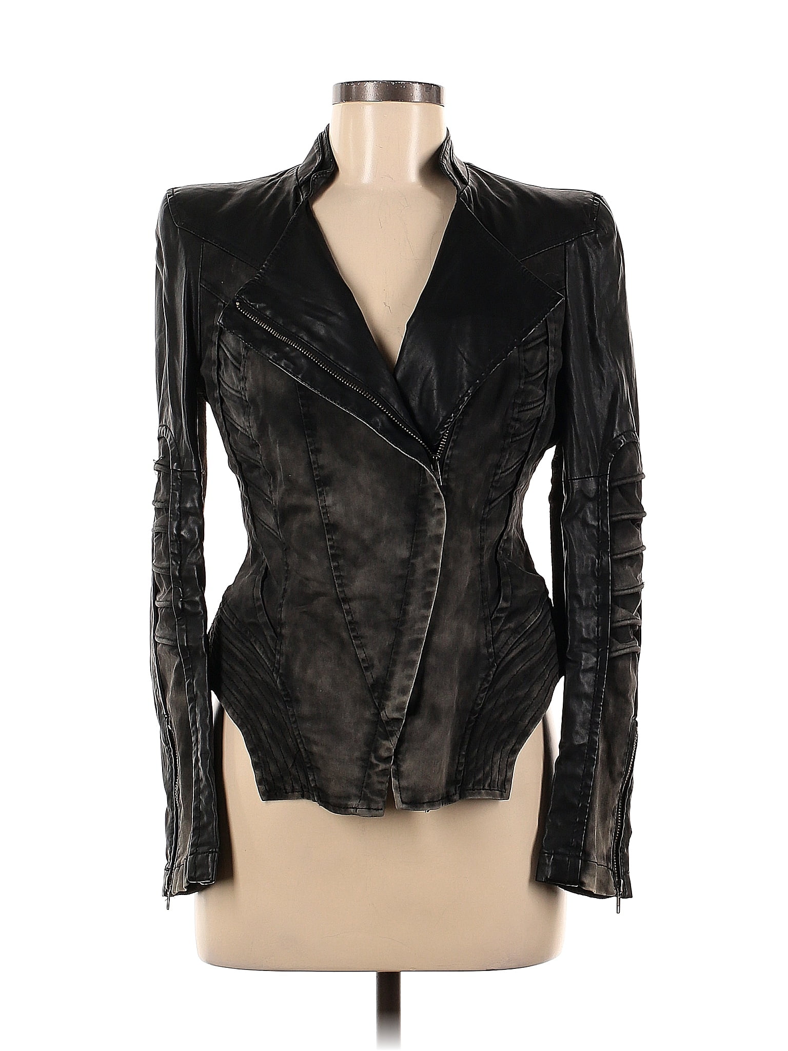 Akira Chicago Black Label Solid Black Faux Leather Jacket Size M - 66% ...