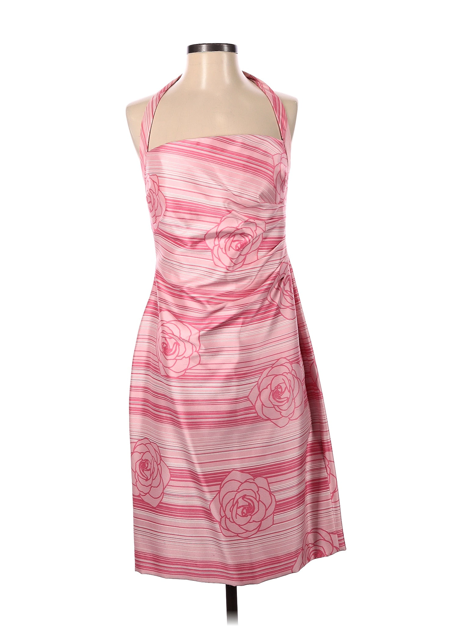 Kay Unger 100 Silk Stripes Multi Color Pink Casual Dress Size 6 79