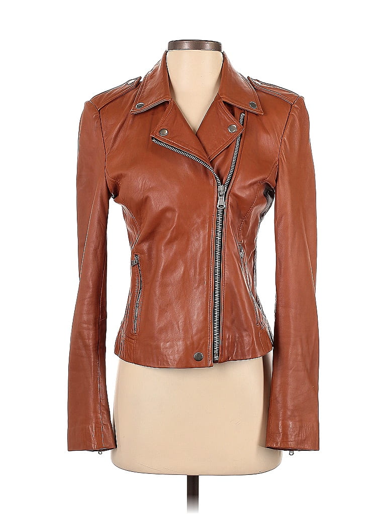 Amaryllis 100% Leather Solid Brown Leather Jacket Size S - 78% off | thredUP