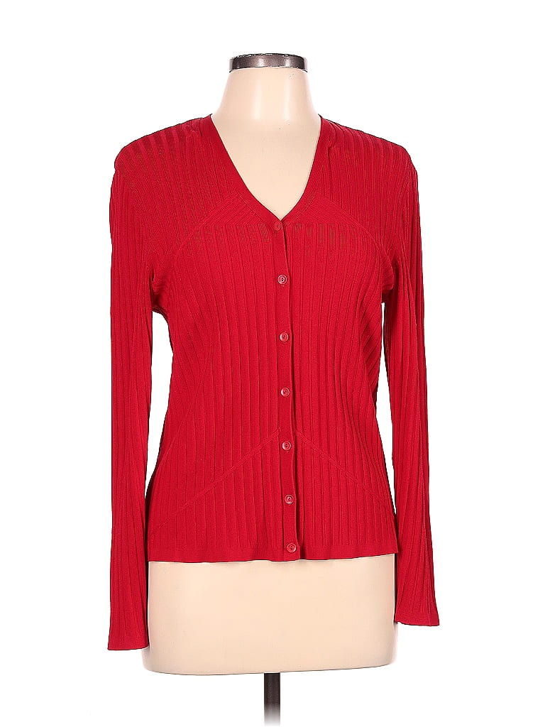 Carlisle Color Block Solid Red Cardigan Size L - 85% off | thredUP