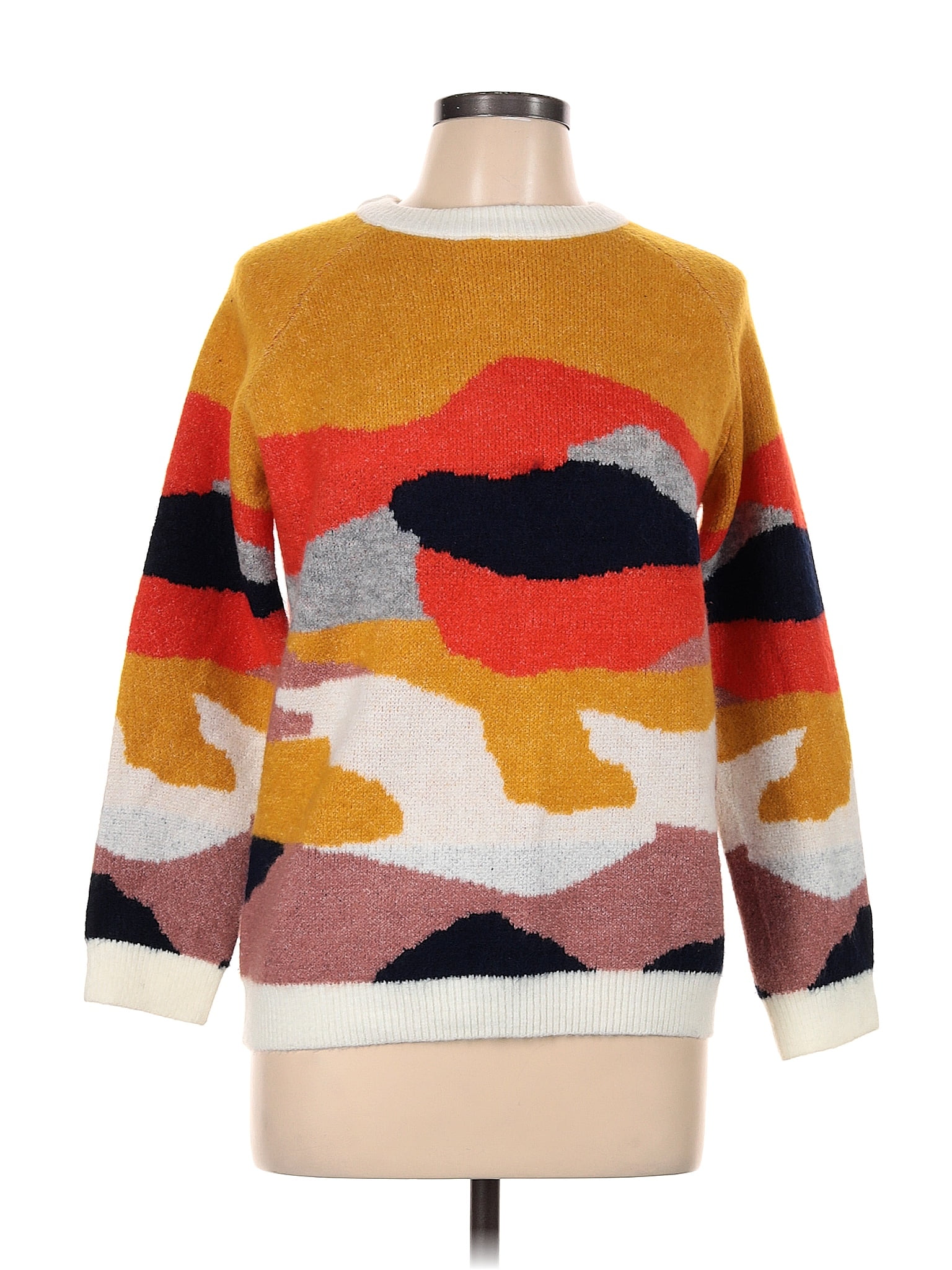 THML Camo Color Block Orange Pullover Sweater Size M - 63% off | thredUP