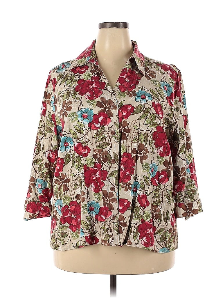 Cj Banks Floral Brown Jacket Size 2X (Plus) - 69% off | thredUP