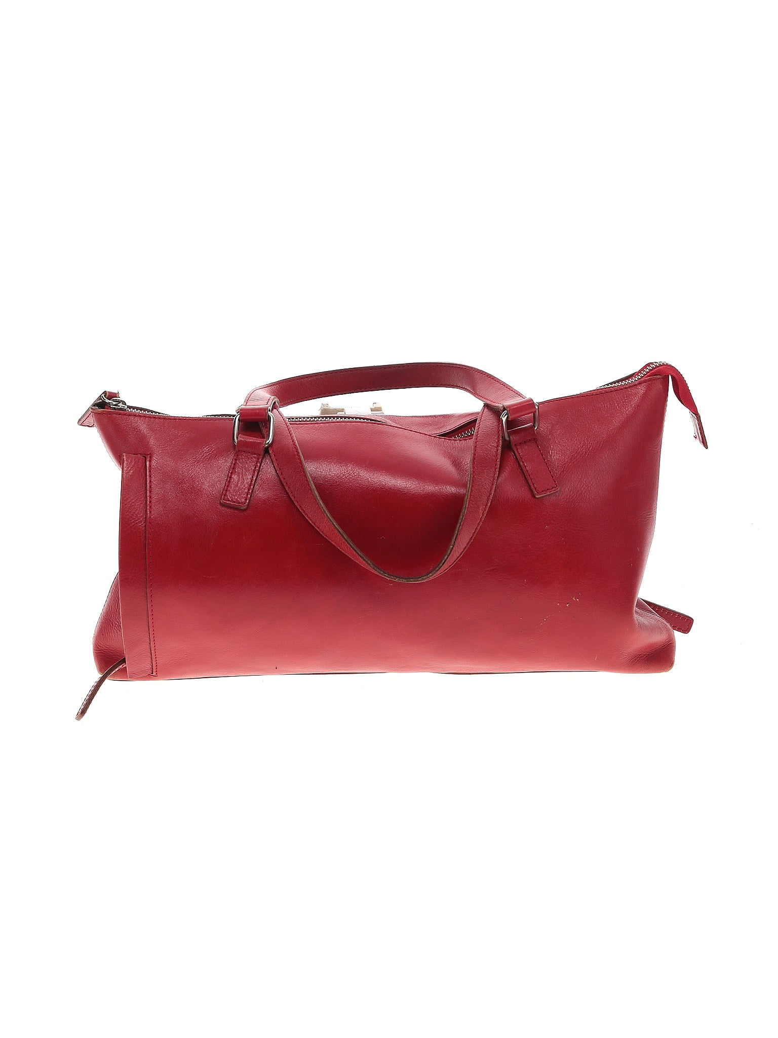 Club Monaco 100% Leather Solid Maroon Red Leather Tote One Size - 87% ...