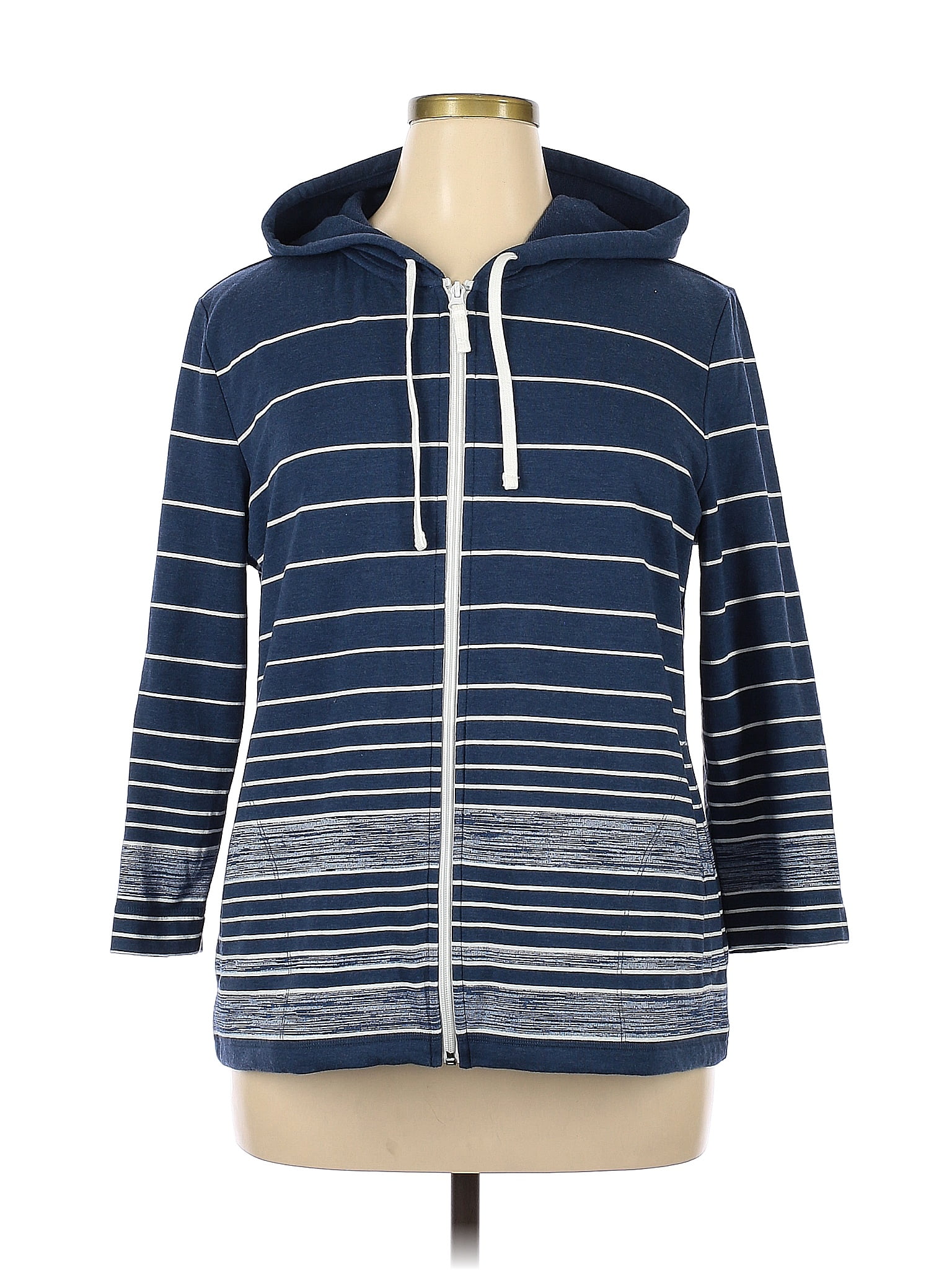 T by Talbots Stripes Blue Zip Up Hoodie Size XL - 72% off | thredUP
