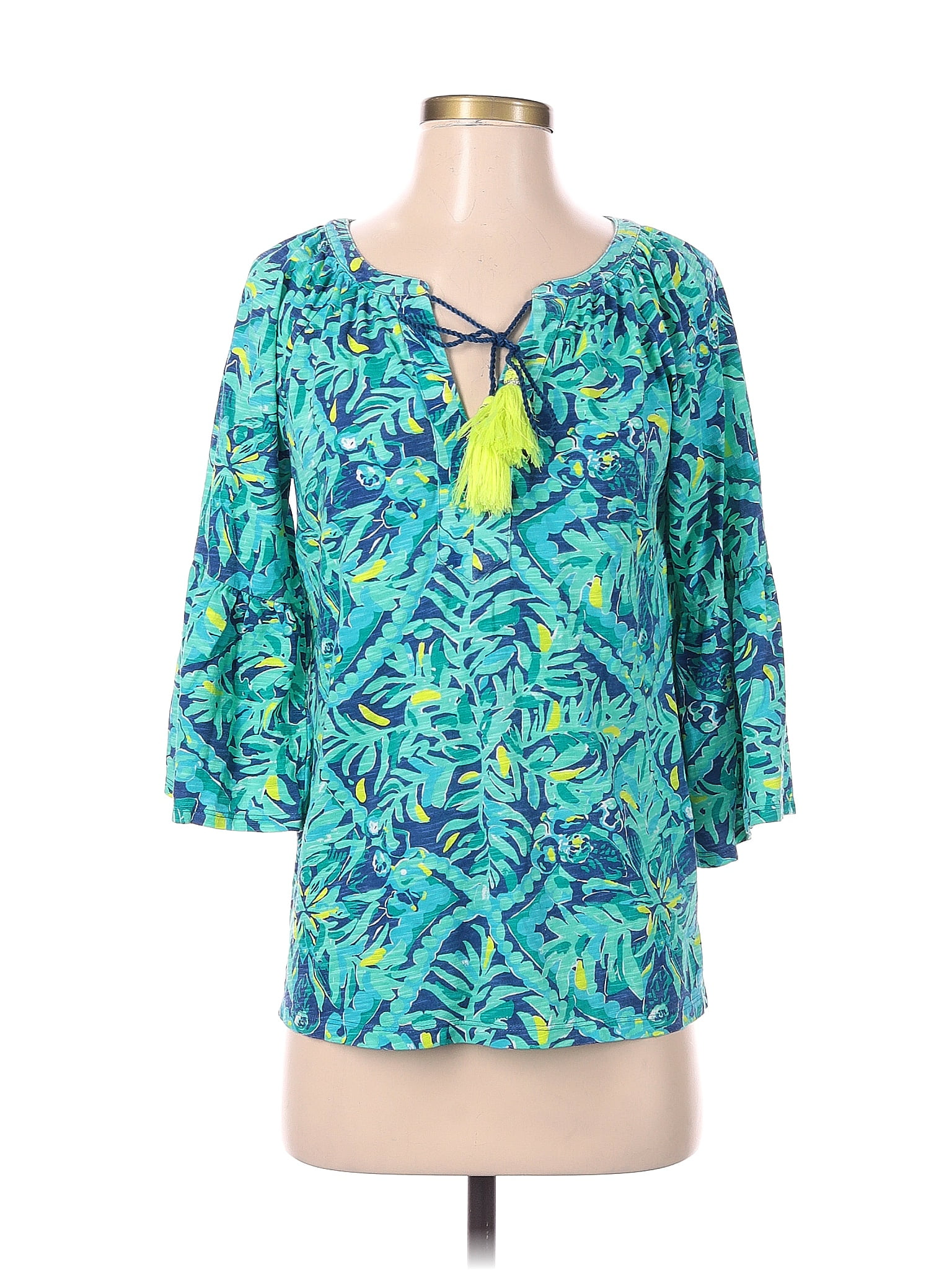 Lilly Pulitzer Tropical Teal 3 4 Sleeve Blouse Size S 66 Off Thredup
