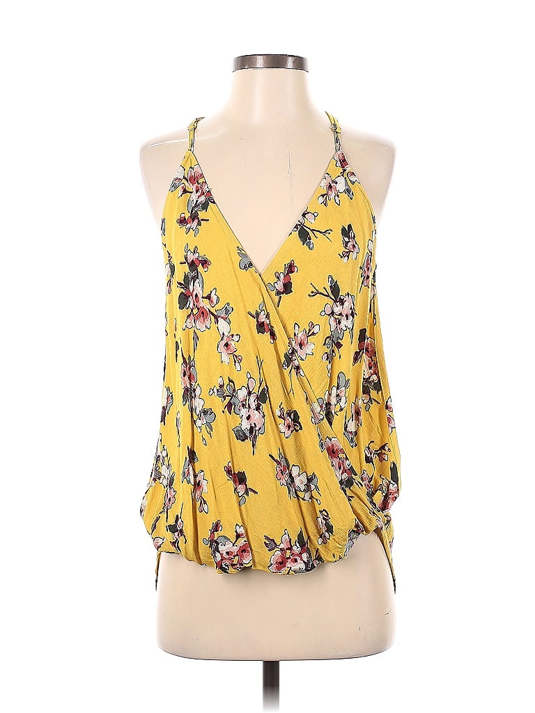 Staccato 100 Rayon Floral Yellow Sleeveless Top Size S 65 Off Thredup