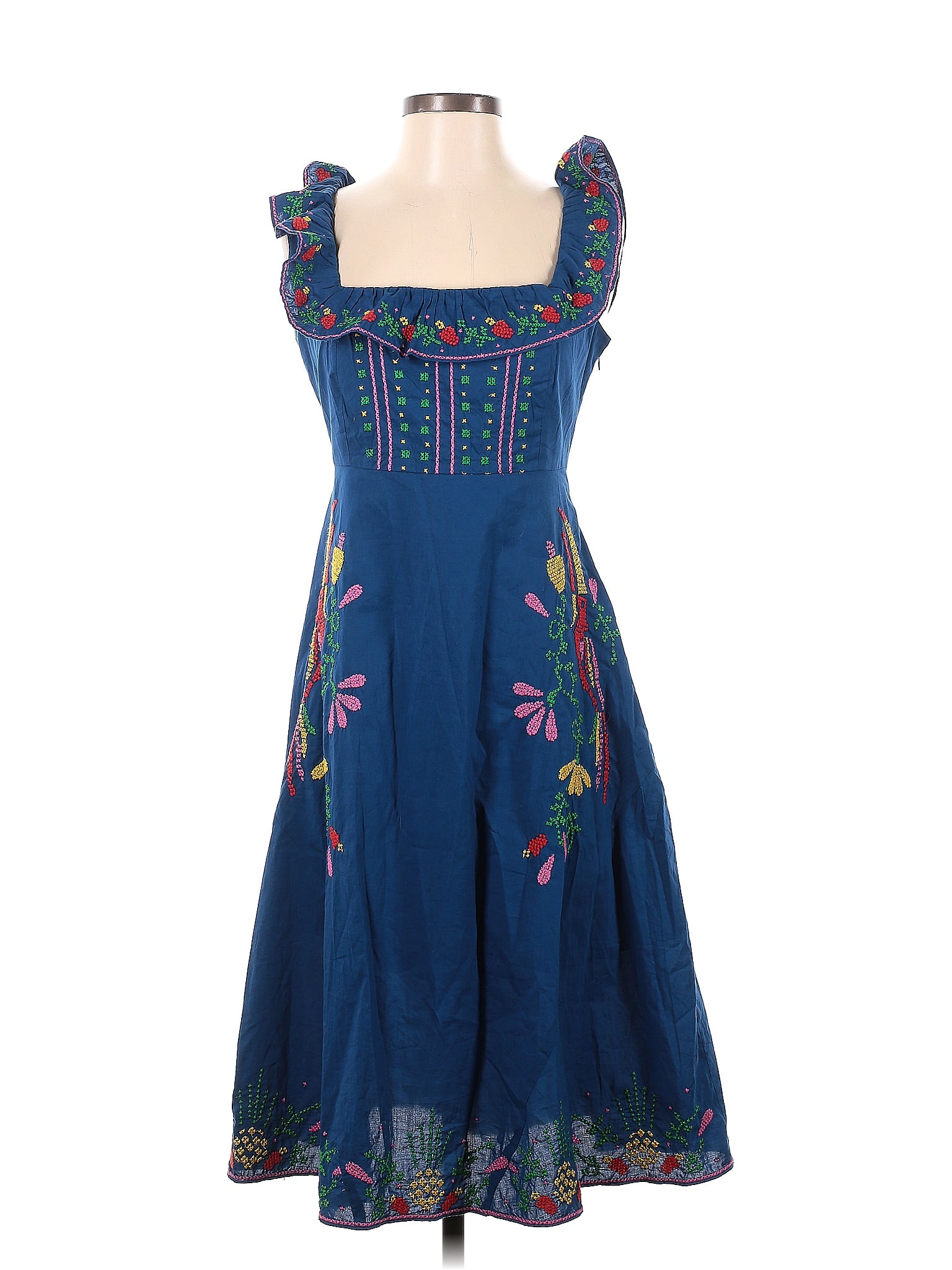 FARM Rio 100% Cotton Floral Blue Casual Dress Size XS - 38% off | ThredUp