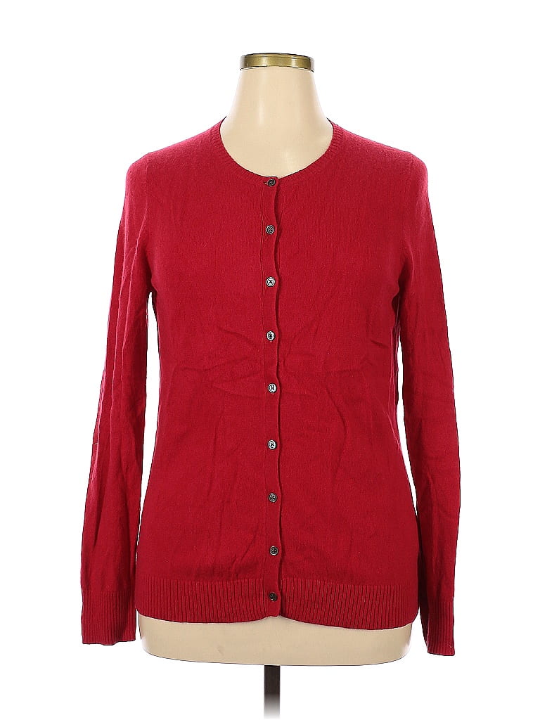 L.L.Bean 100% Cashmere Color Block Solid Red Cardigan Size XL - 60% off ...