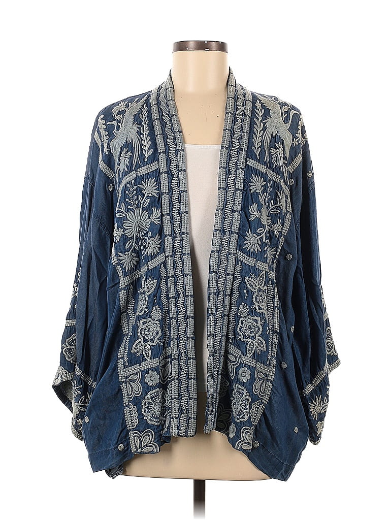 Johnny Was 100% Lyocell Paisley Blue Jacket Size M - 75% off | thredUP