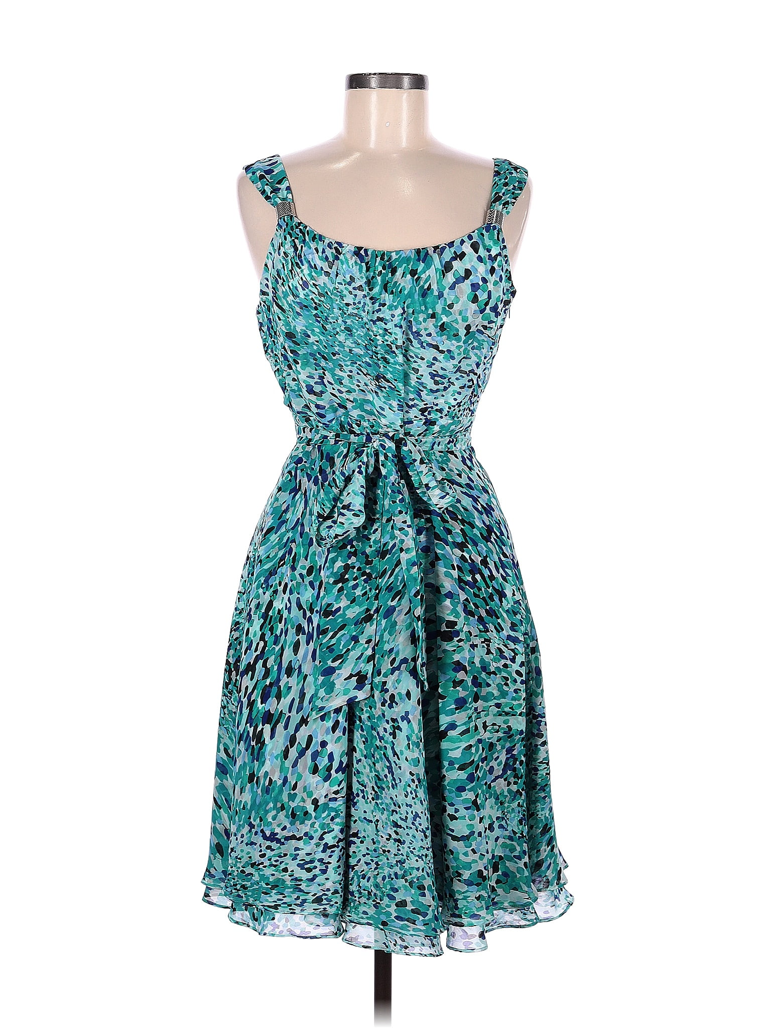 White House Black Market 100 Polyester Leopard Print Multi Color Teal