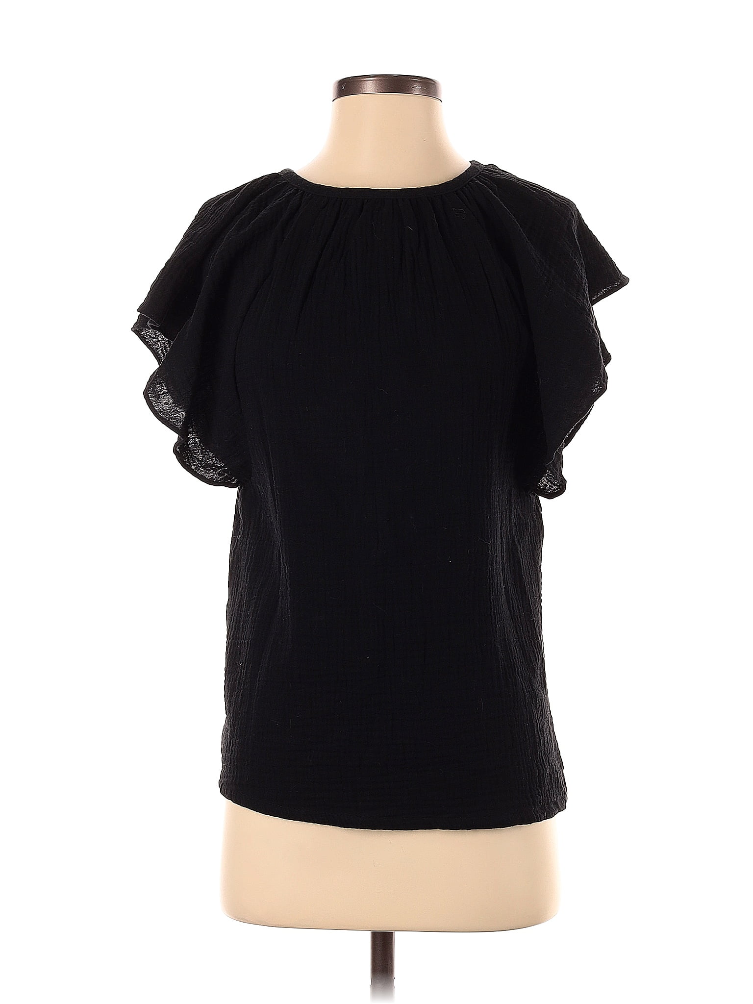 Roan Ryan 100 Cotton Polka Dots Black Short Sleeve Blouse Size S