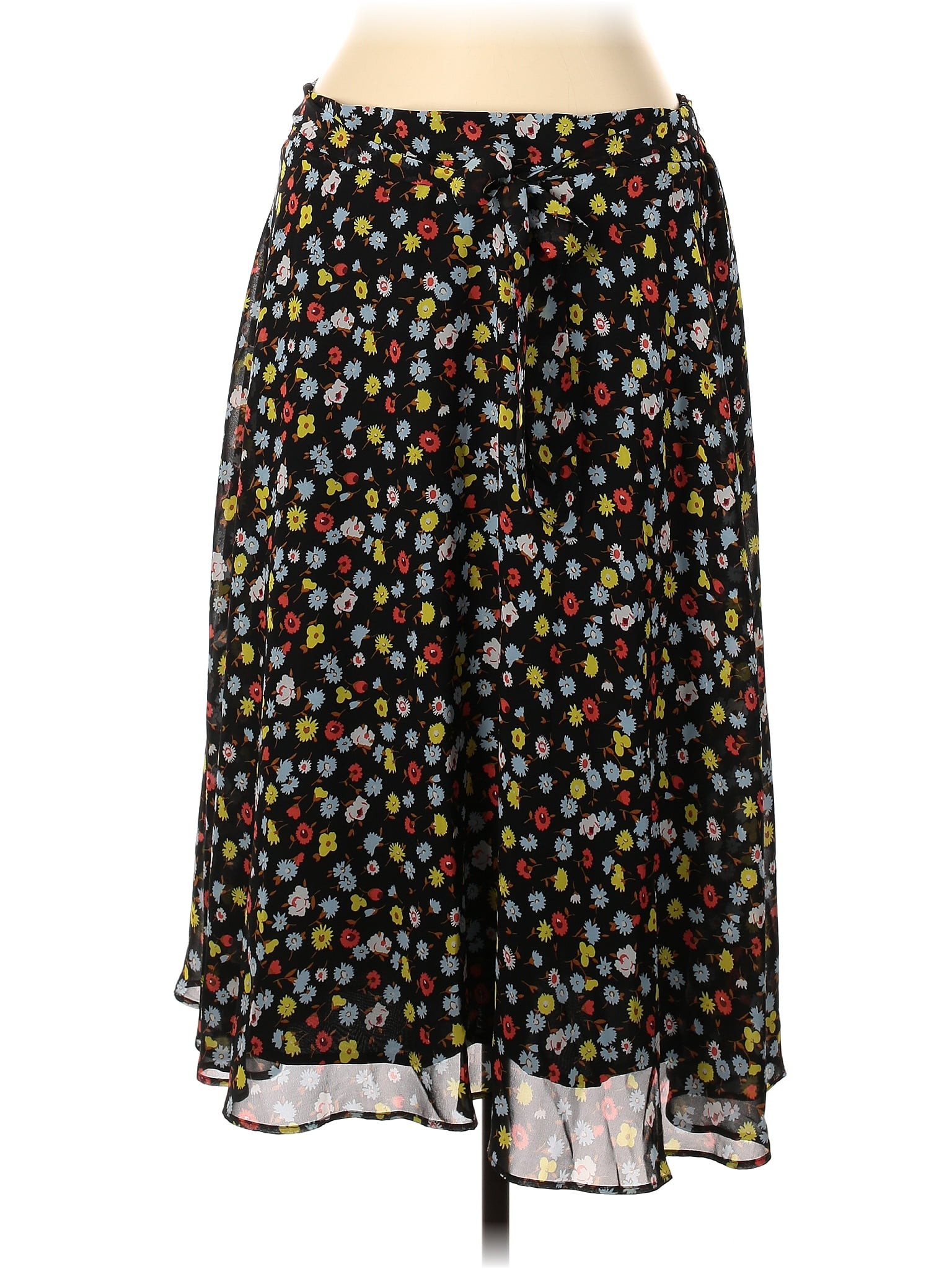 Ann Taylor Factory 100 Polyester Floral Black Formal Skirt Size L 60