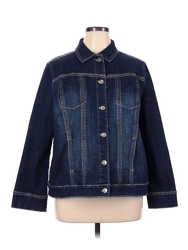 Chico's Solid Navy Blue Denim Jacket Size XL (3) - 72% off | thredUP