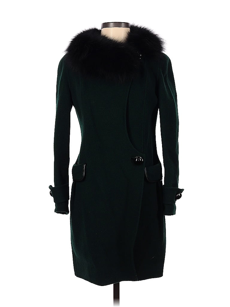 Huang Shu Chi Solid Green Wool Coat Size S - 75% off | thredUP