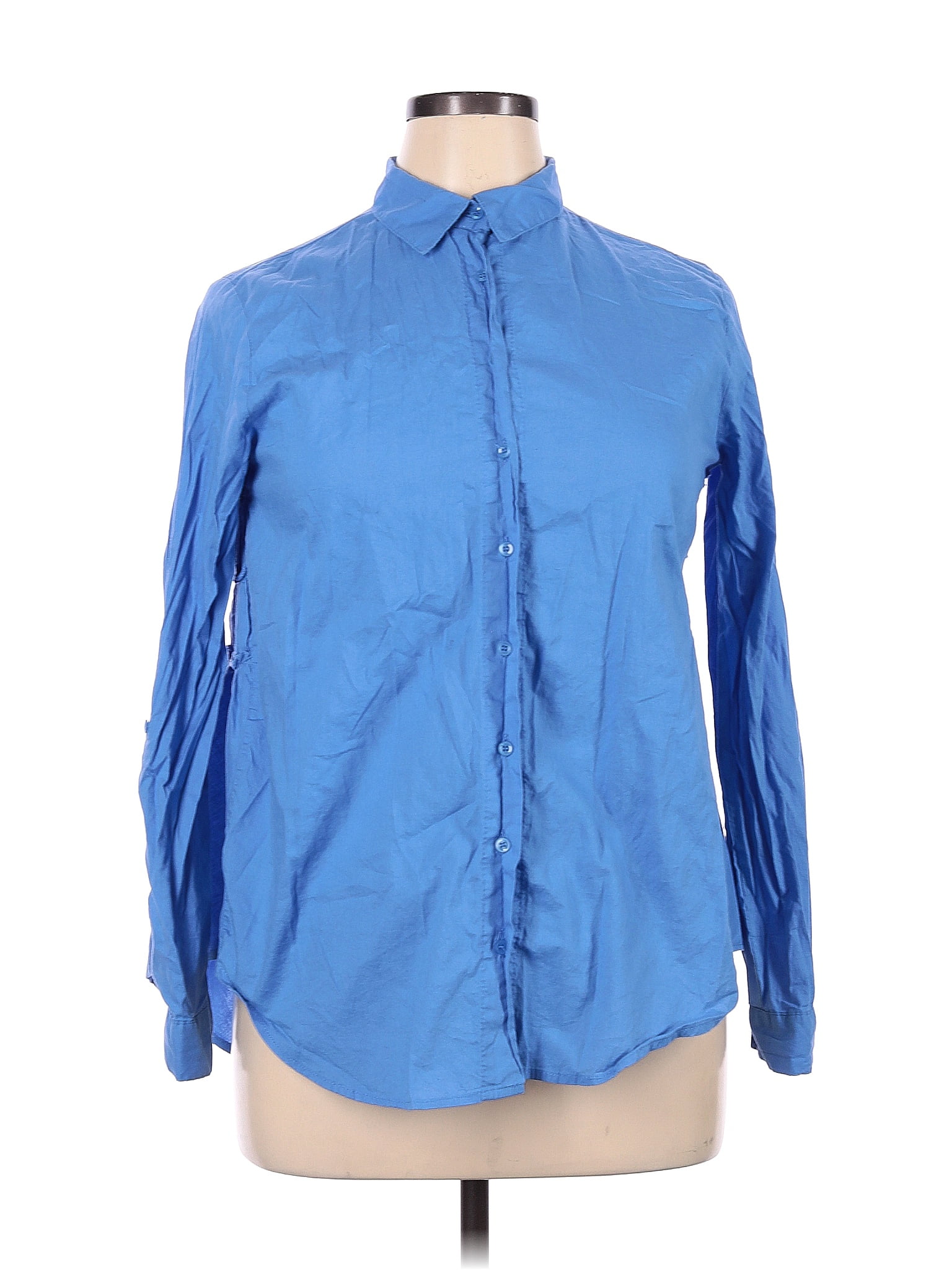 Iky Me 100% Cotton Blue Long Sleeve Button-Down Shirt Size XL - 50% off | thredUP