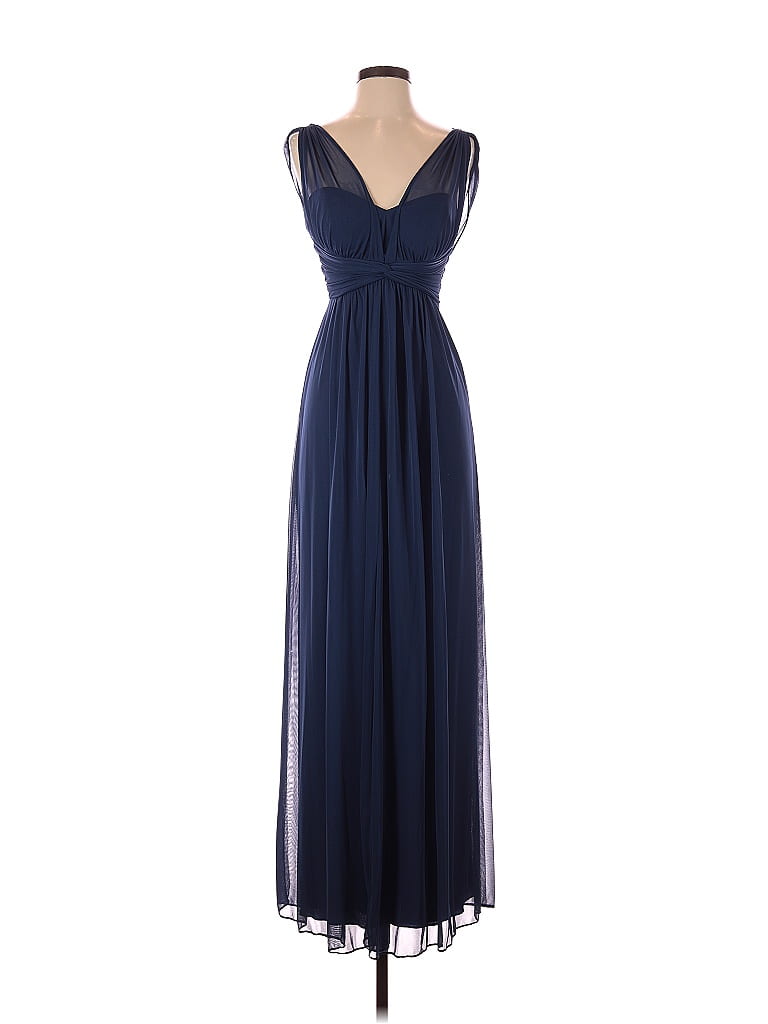 Alfred Sung 100 Polyester Solid Navy Blue Cocktail Dress Size 0 65