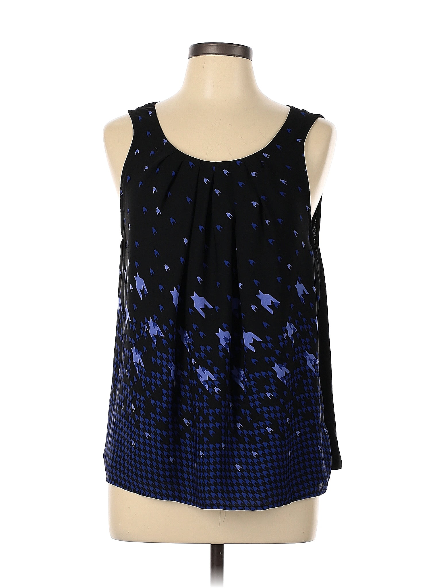 Elle 100% Rayon Black Blue Sleeveless Top Size L - 58% off | thredUP